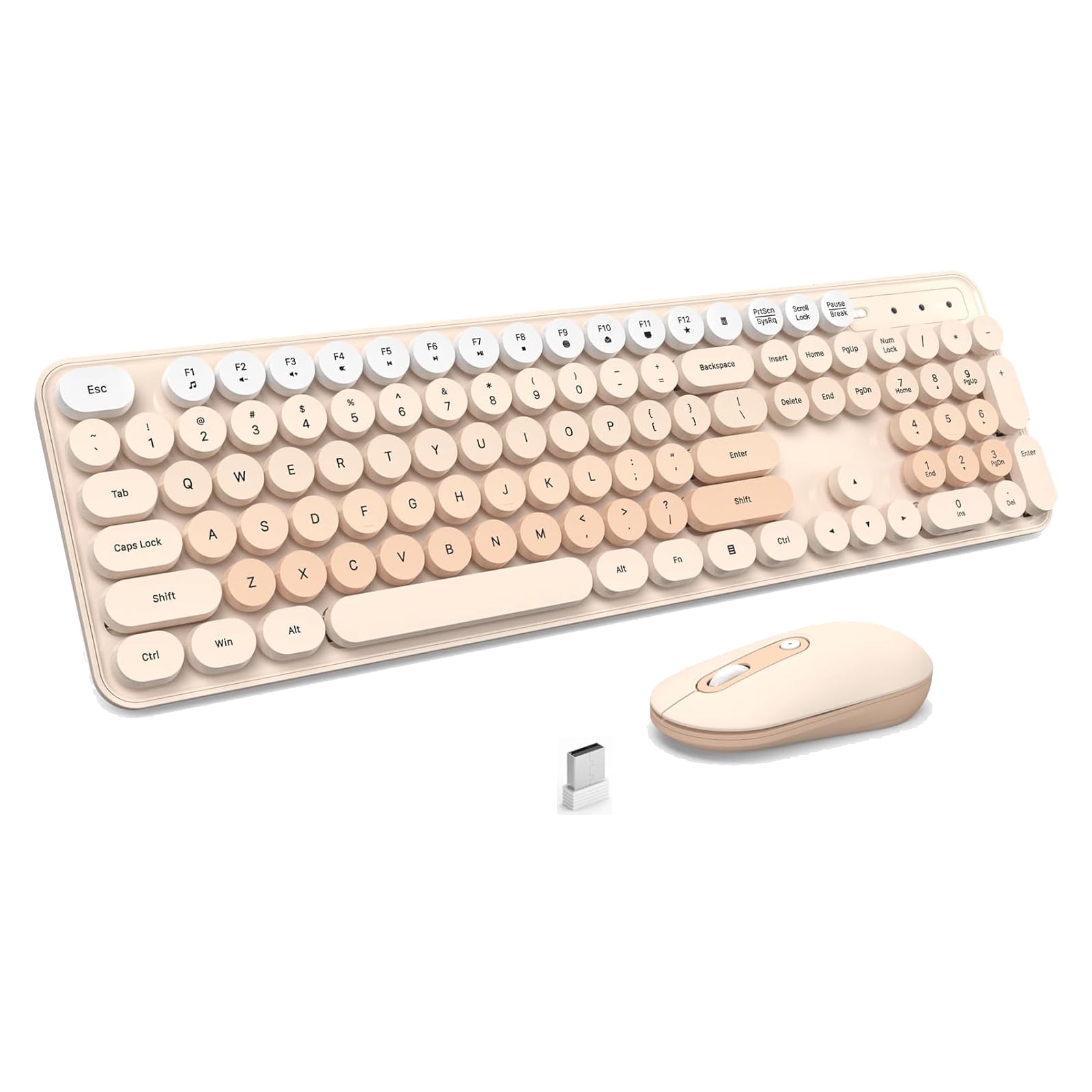 Teetheory Wireless Keyboard And Mouse Combo Retro Keyboard With Round Keycaps 2 4ghz Full