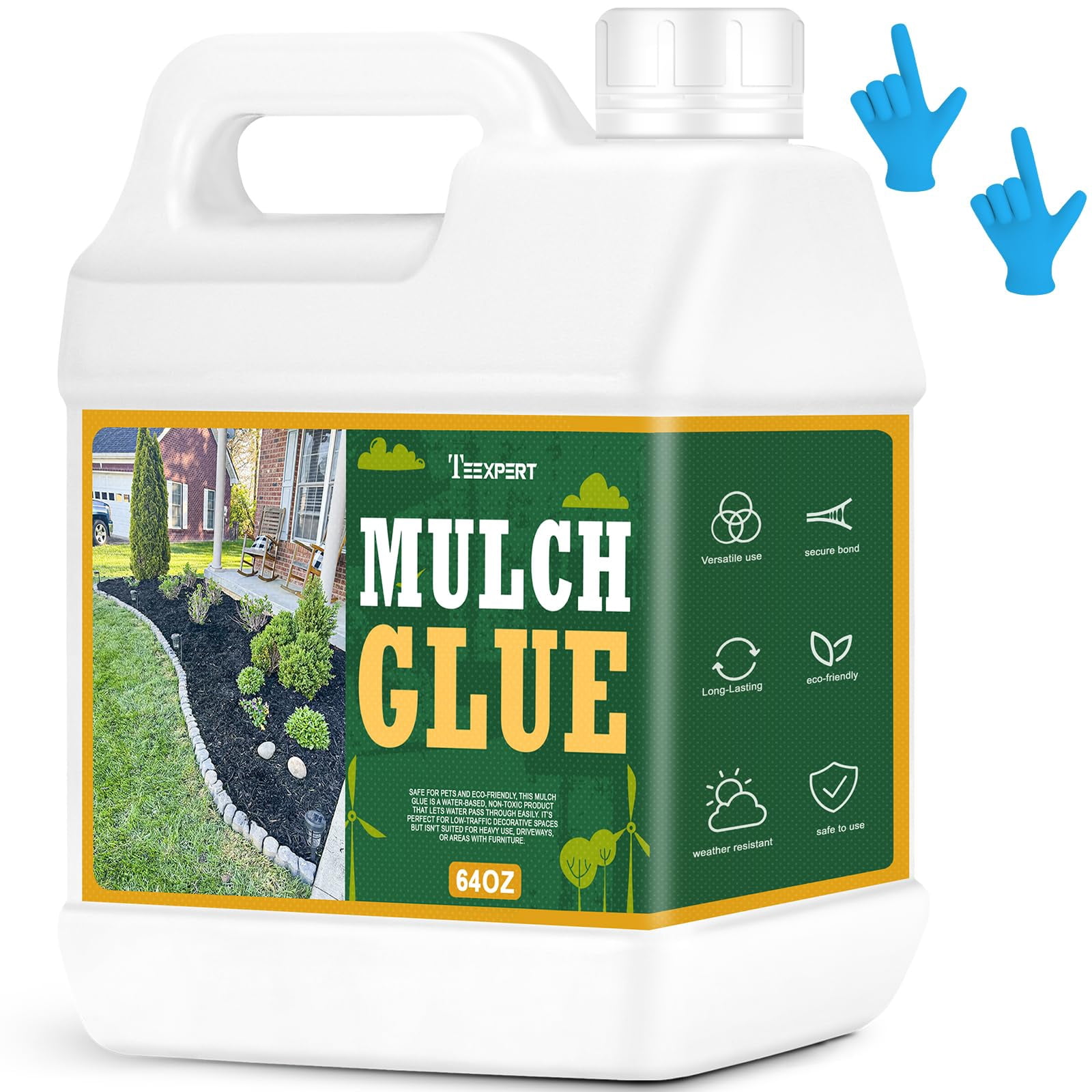 Teexpert 64OZ Mulch Glue for Landscaping - Long-Lasting Pine Straw,Bark ...