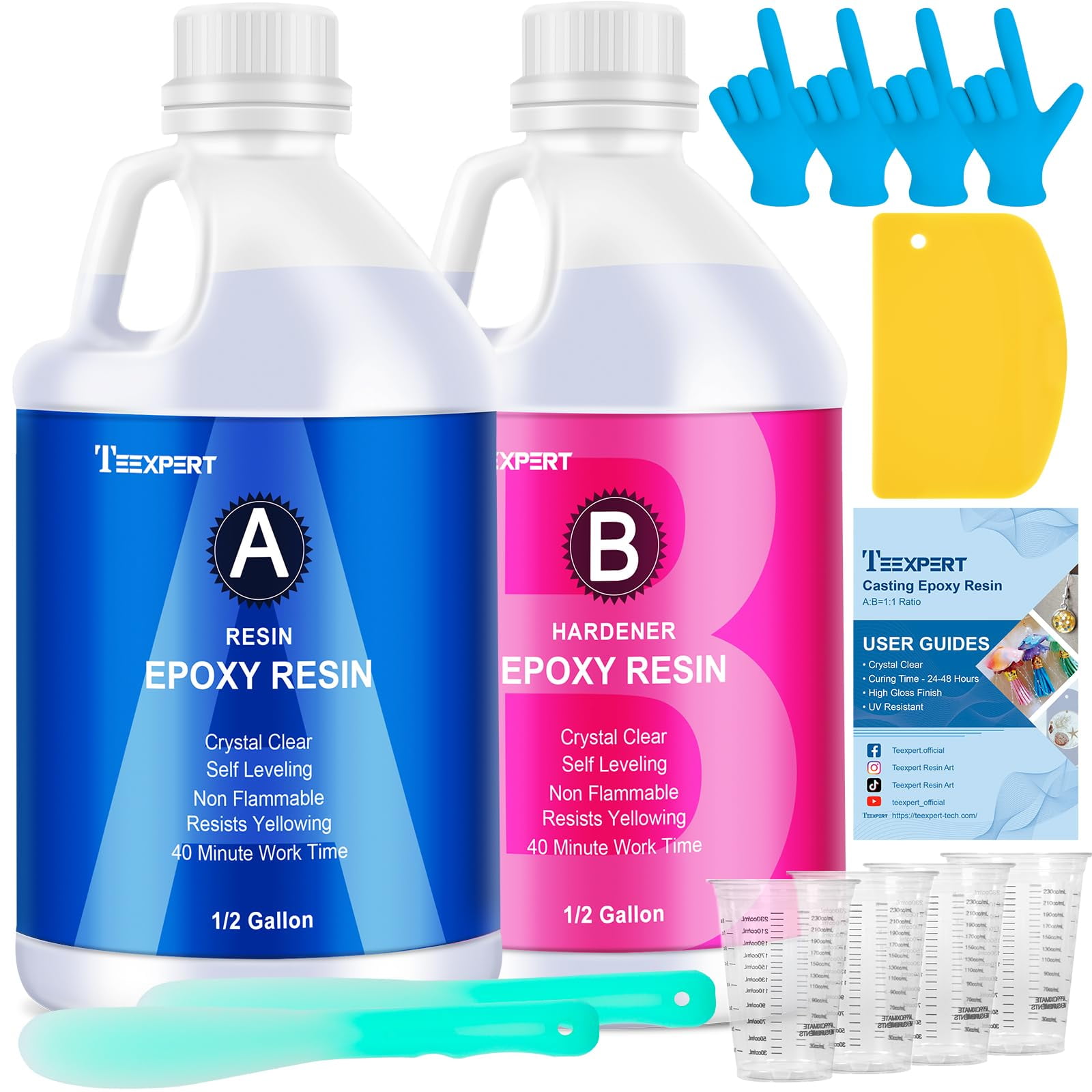 Teexpert Epoxy Resin Crystal Clear: 1 Gallon Epoxy Resin Kit Casting ...