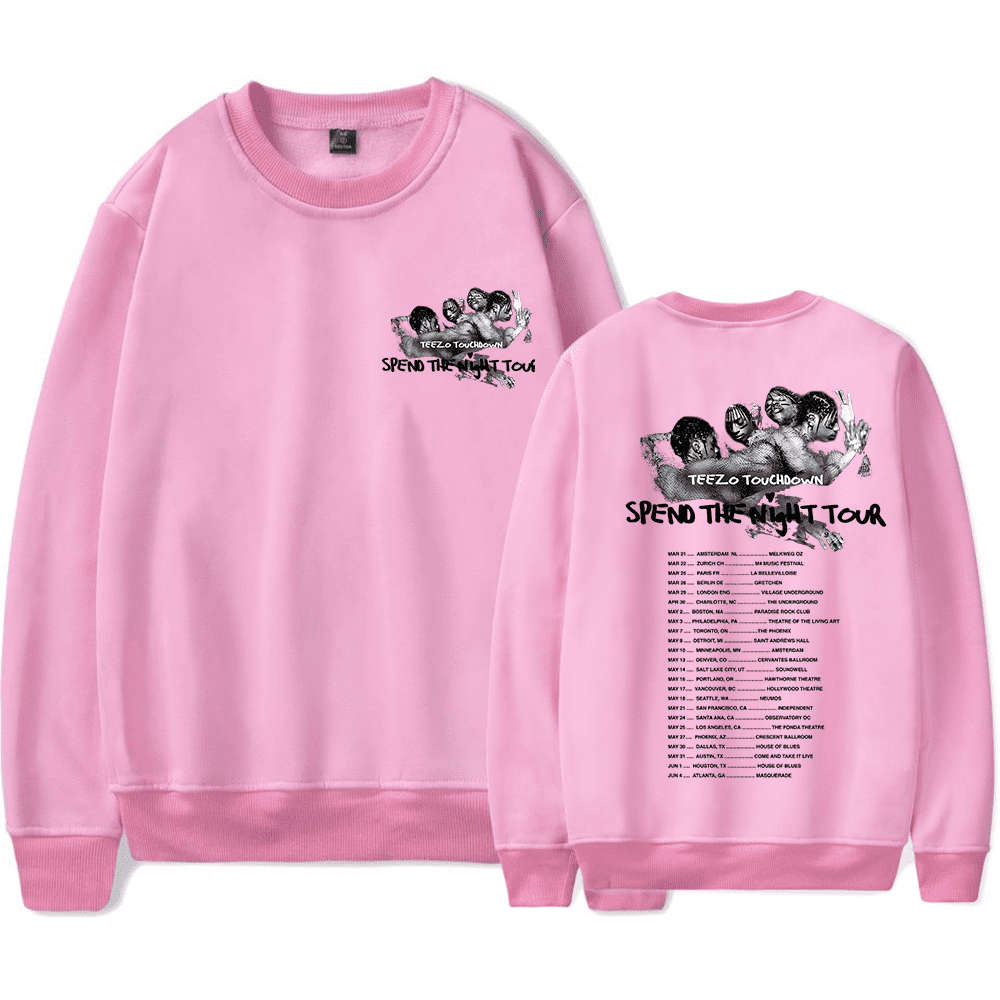 Teezo Touchdown Merch Hoodie SPEND THE NIGHT TOUR Hoodie Creneck ...