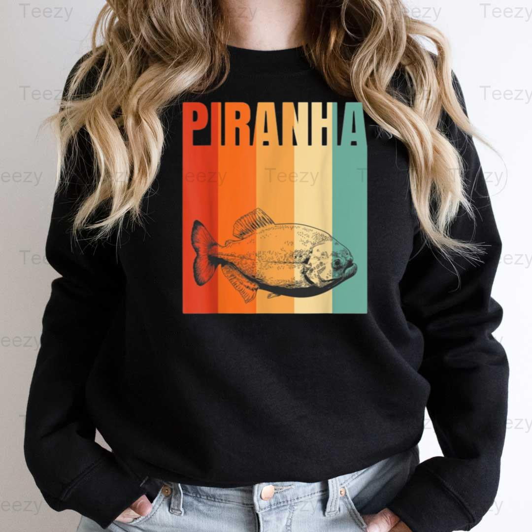 Teezy82 Piranha Retro Fish Graphic Design Style Animal Art, Vintage ...