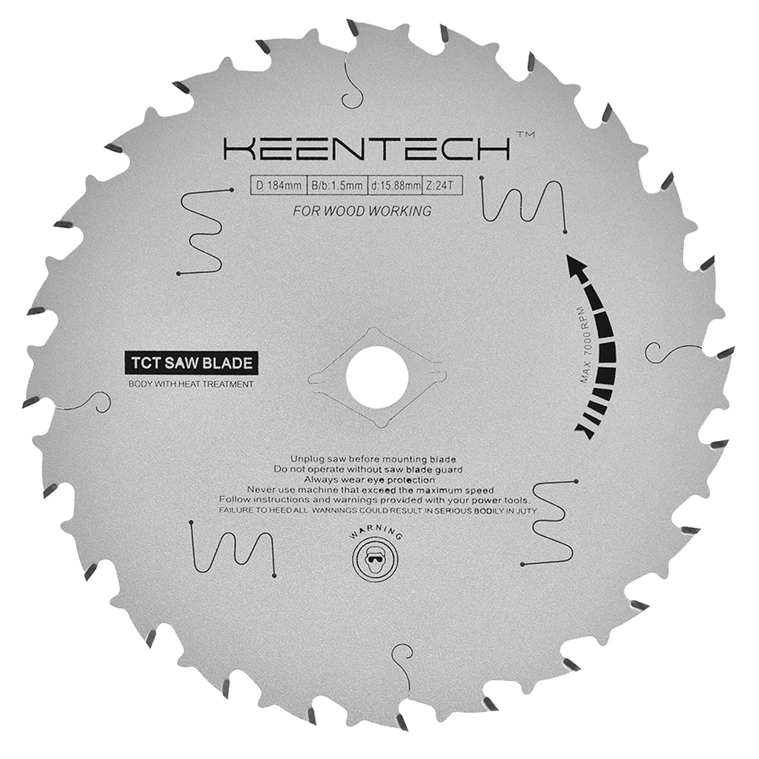 Teflon Coating 7-1/4 Inch Circular Saw Blade 24T, 5/8 Inch Arbor, ATB ...