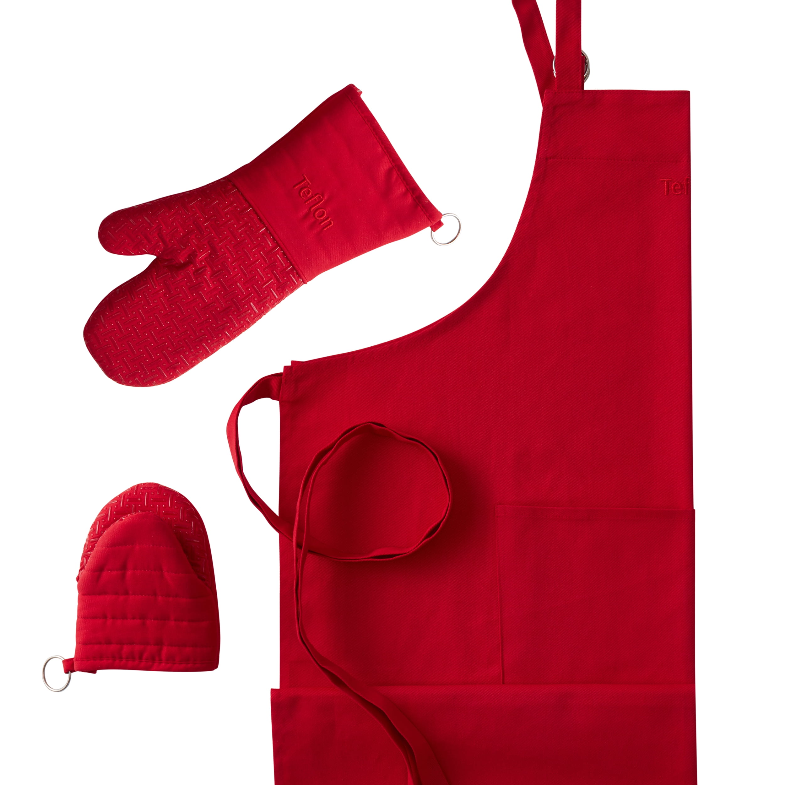Teflon Mini Mitt Apron Set, 3 Piece Red - Walmart.com