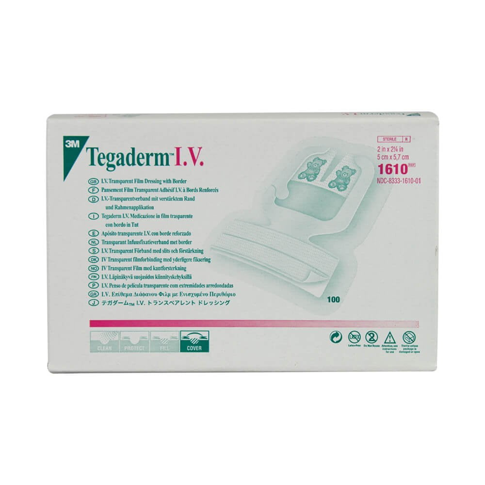 Tegaderm 1610 IV Transparent Film Dressing with Border, Box of 100 ...