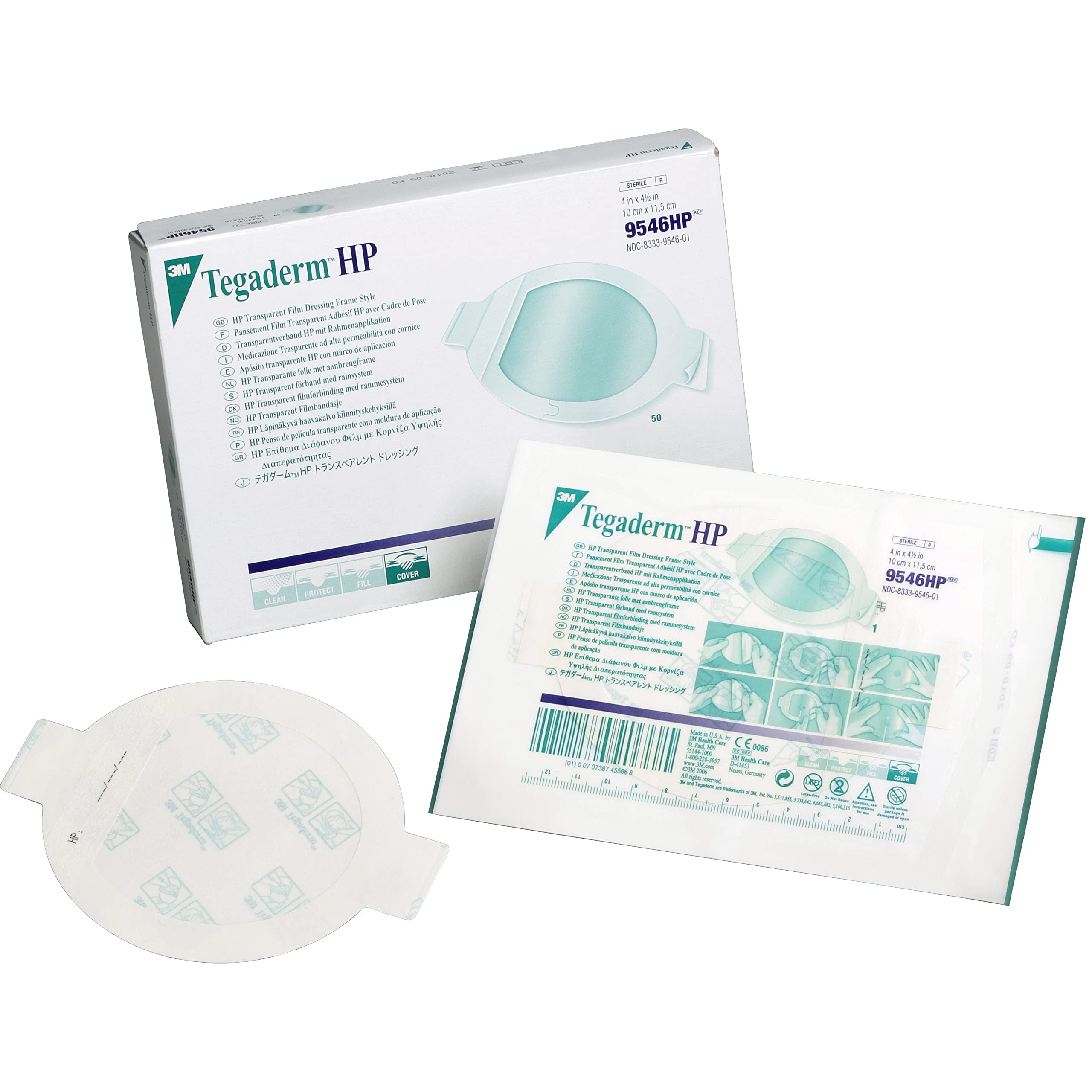3M Tegaderm HP Transparent Film Dressing, Sacral Shape, #9546HP, 4" x 4 ...