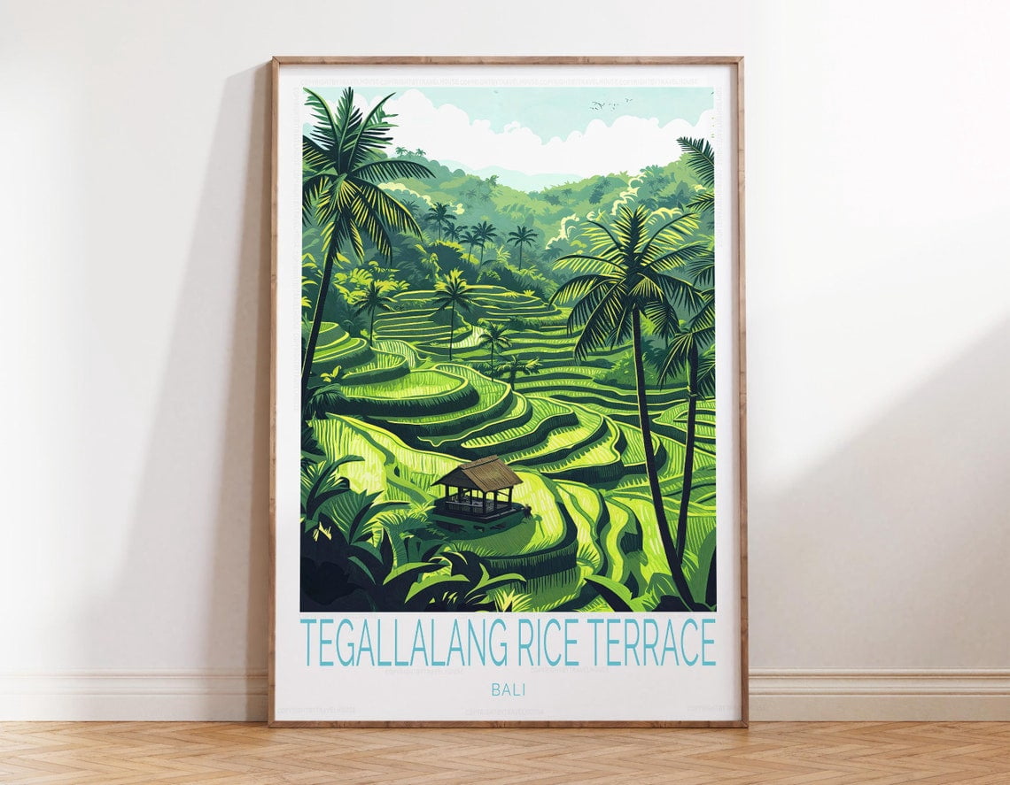 Tegallalang Rice Terrace Bali Nature Print, Unframed Canvas Size 16x24 ...