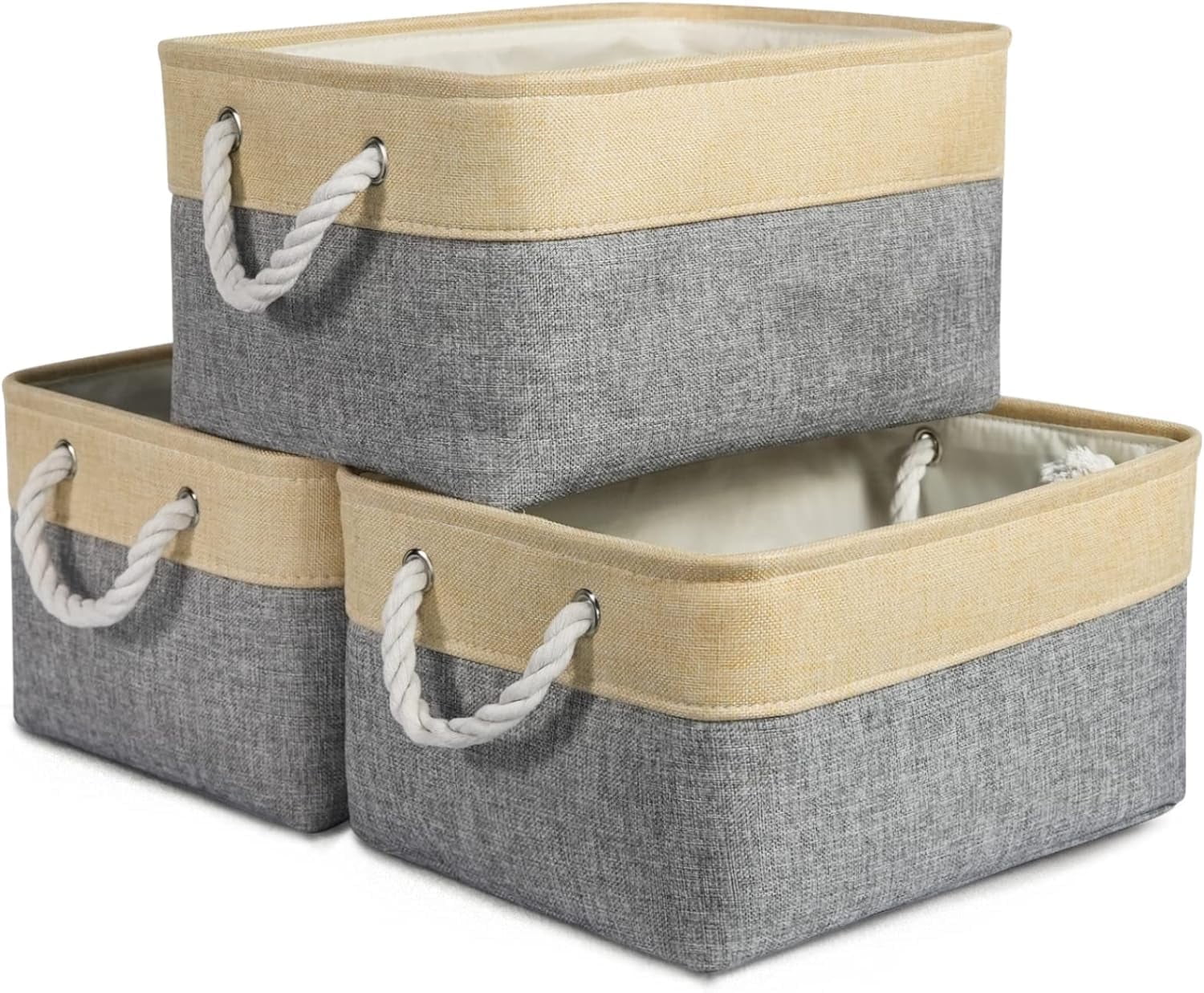 Tegance 3PC Fabric Storage Bins Baskets for Organizing,Sturdy Storage ...