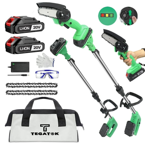 Tegatok Cordless Pole Saw Mini Chainsaw 2-in-1 Tree Trimming 5.5ft ...