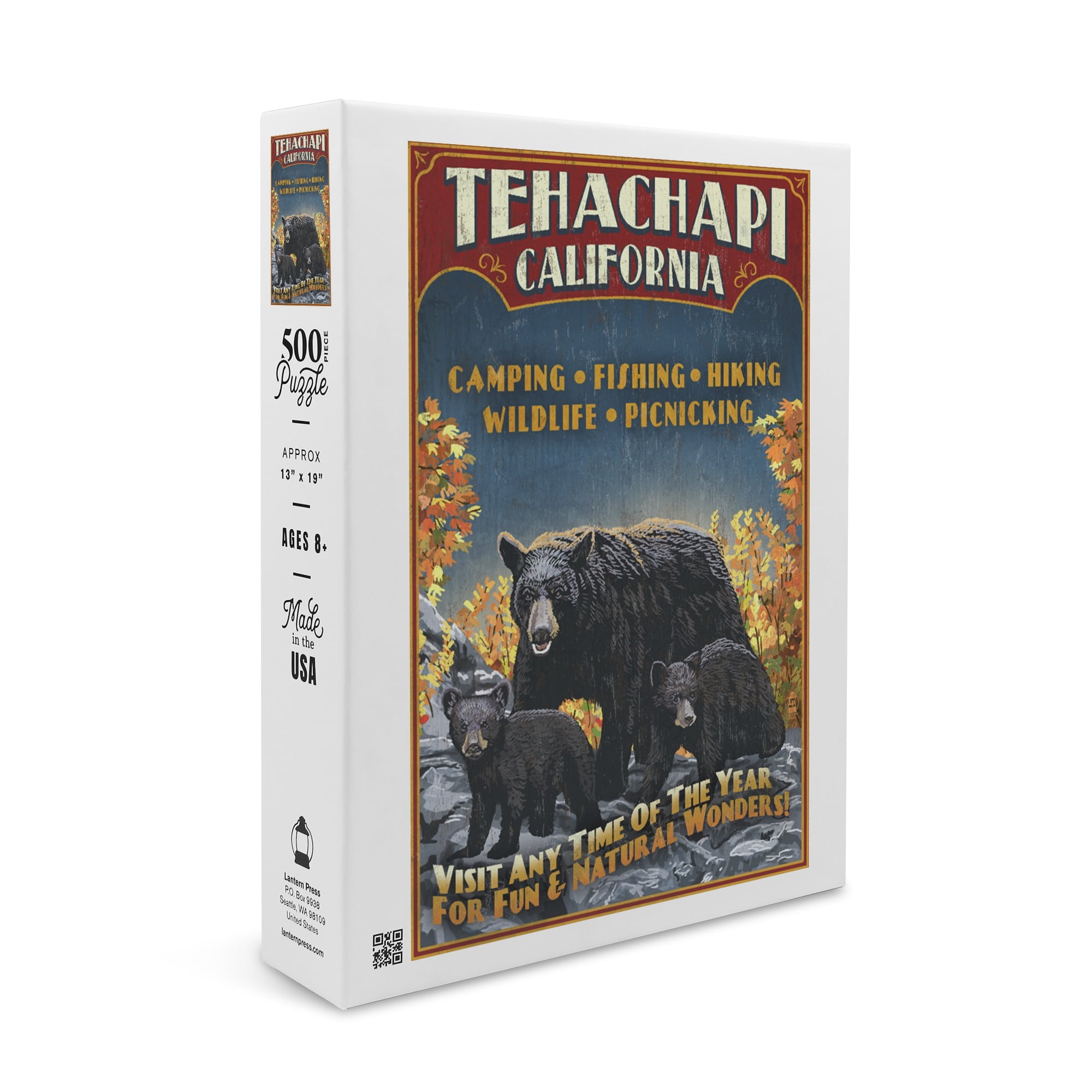 Tehachapi, California, Black Bears, Vintage Sign (19x27 inches, Premium ...