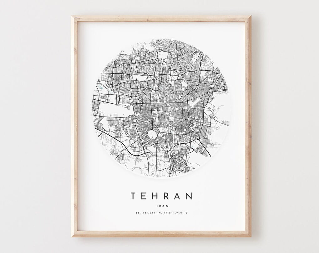 Tehran Map Print, Tehran Map Poster City Wall Art, Tehran Road Map ...