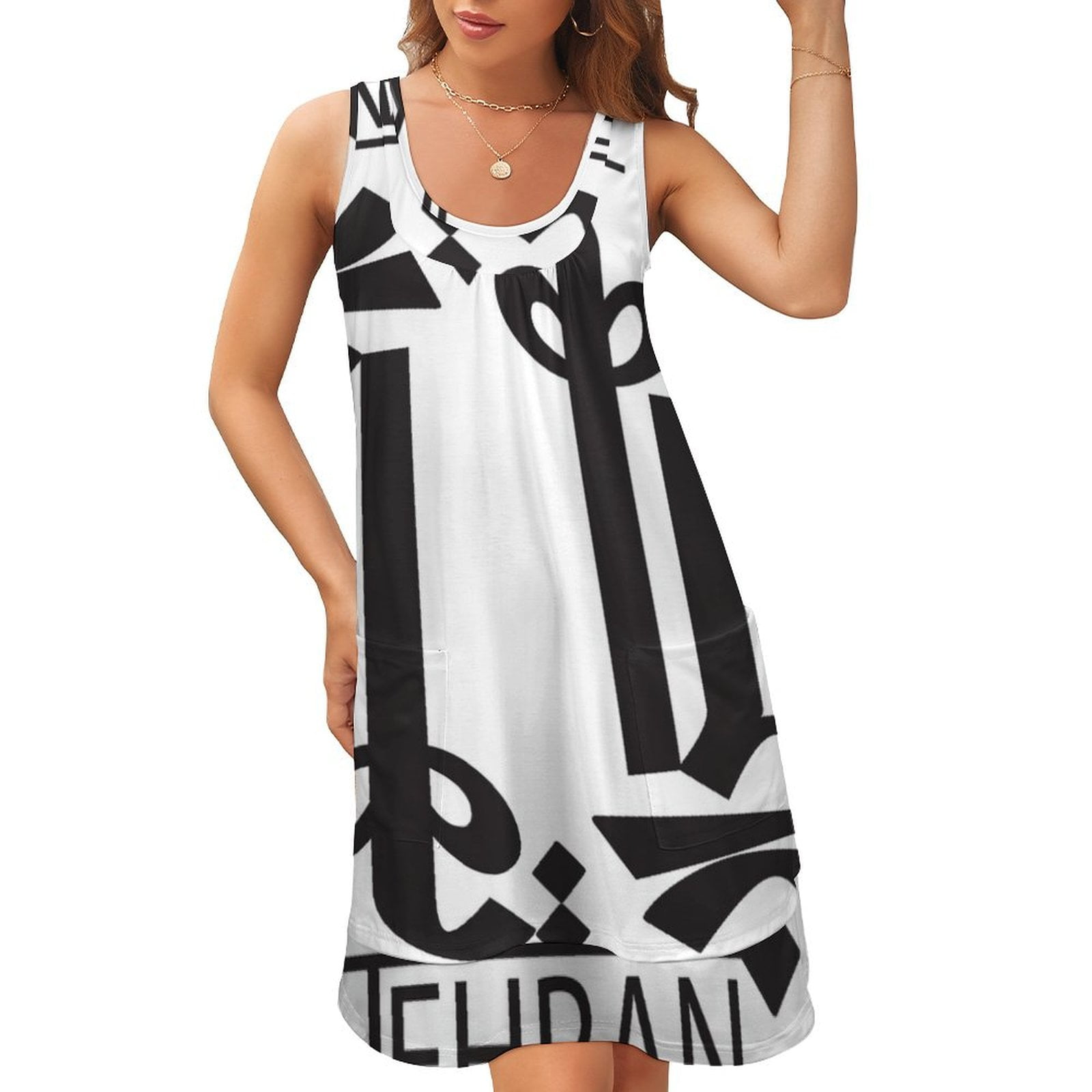 Tehran Persian Typography Persian Calligraphy 01 Sleeveless U-Neck Fake ...