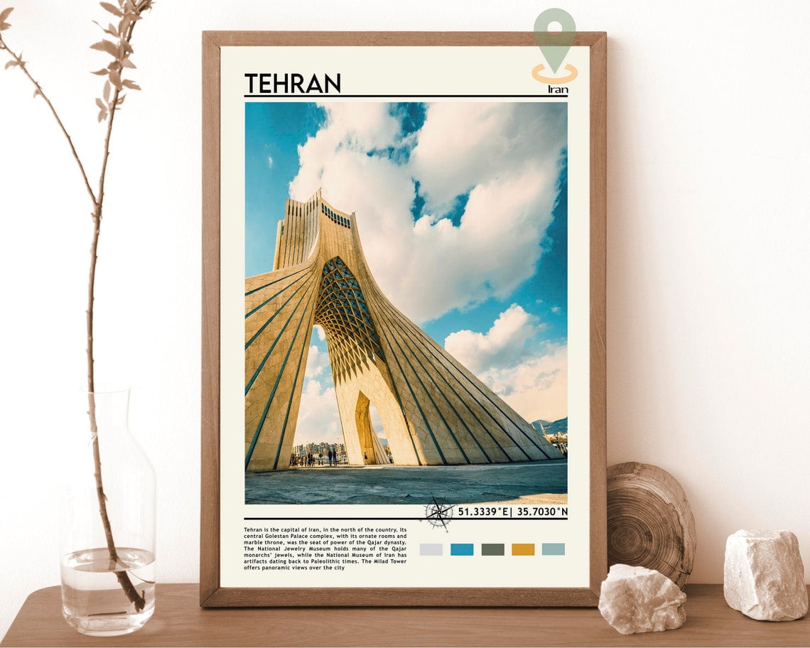 Tehran Print, Vintage Poster, Tehran Art, Tehran Poster, Tehran Photo ...