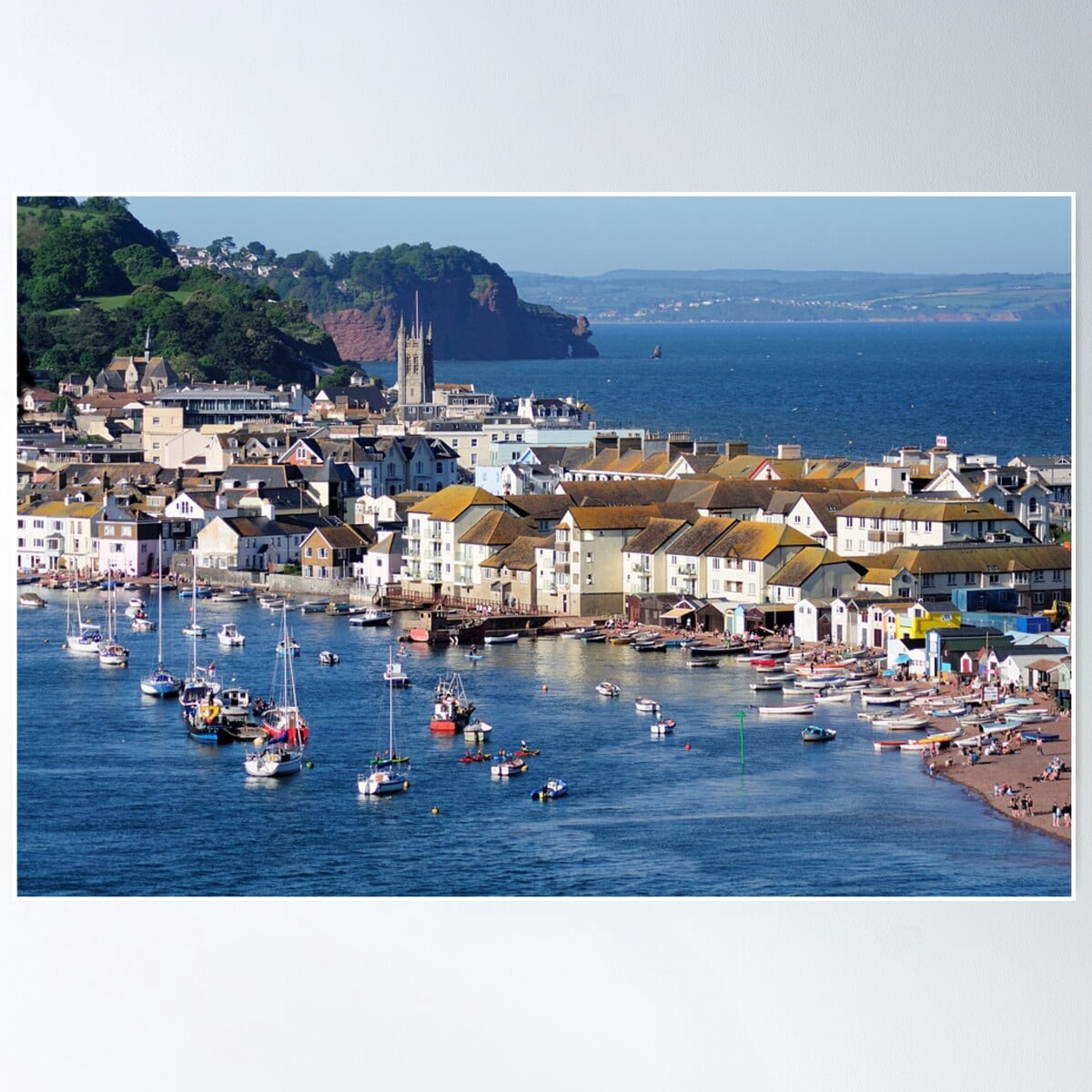 Teignmouth Back Beach And Town In South Devon Poster Wall Art, Modern ...