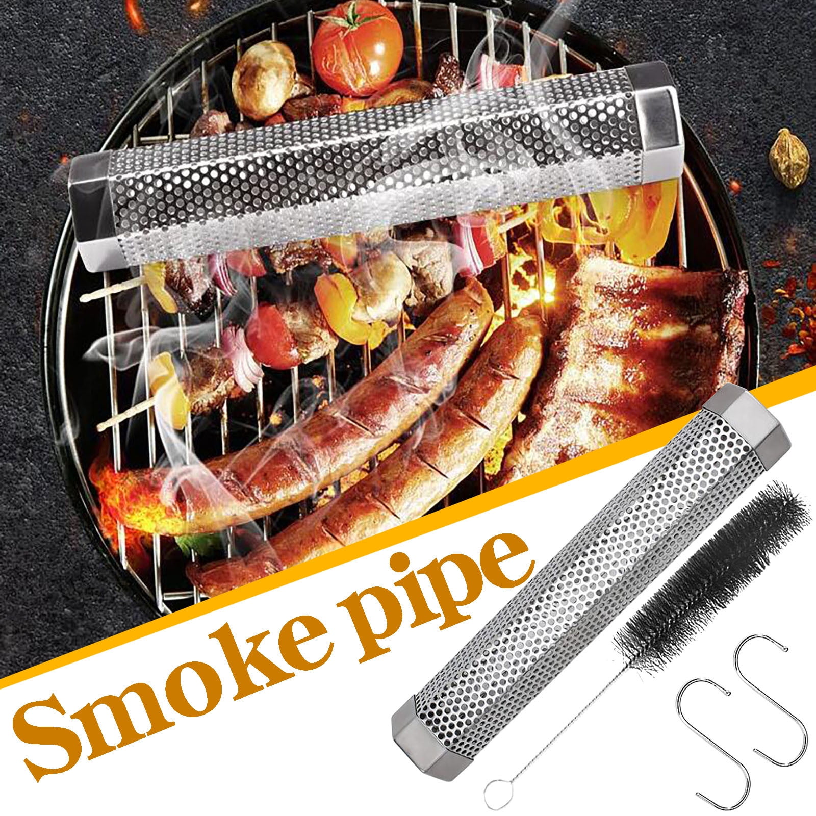 Teissuly 12'' Hexagon Bbq Wood Pellet Tube Smoker Portable Barbecue ...