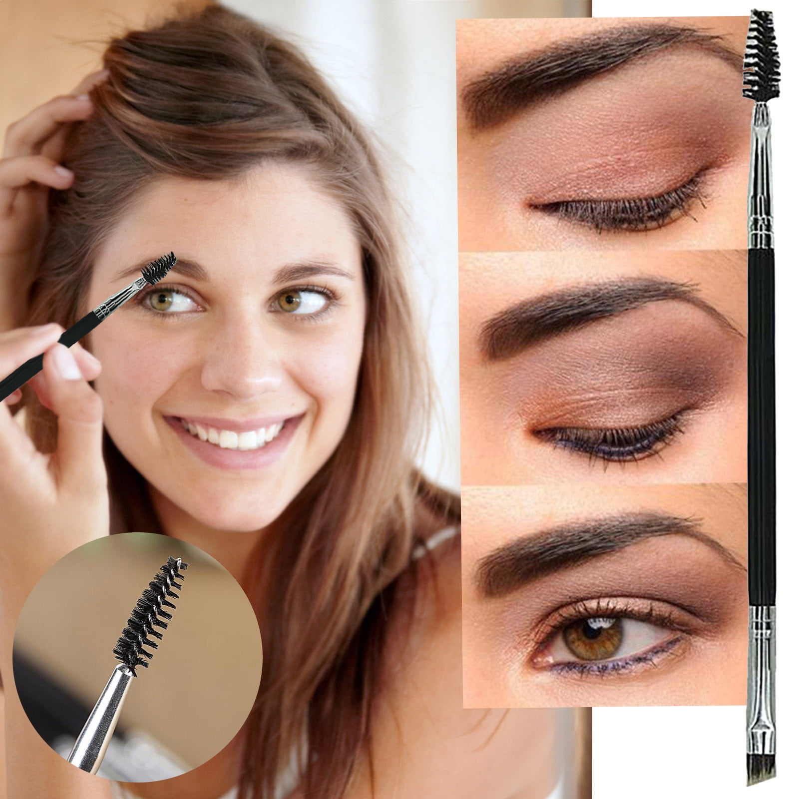 Teissuly 1PCS Makeup Handle Double Eyebrow Brush + Eyebrow Comb ...