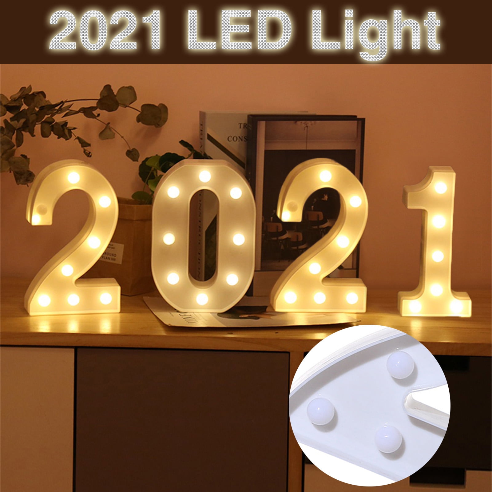 Teissuly 2021 Alphabet LED Digital Lights Light Up White Plastic ...