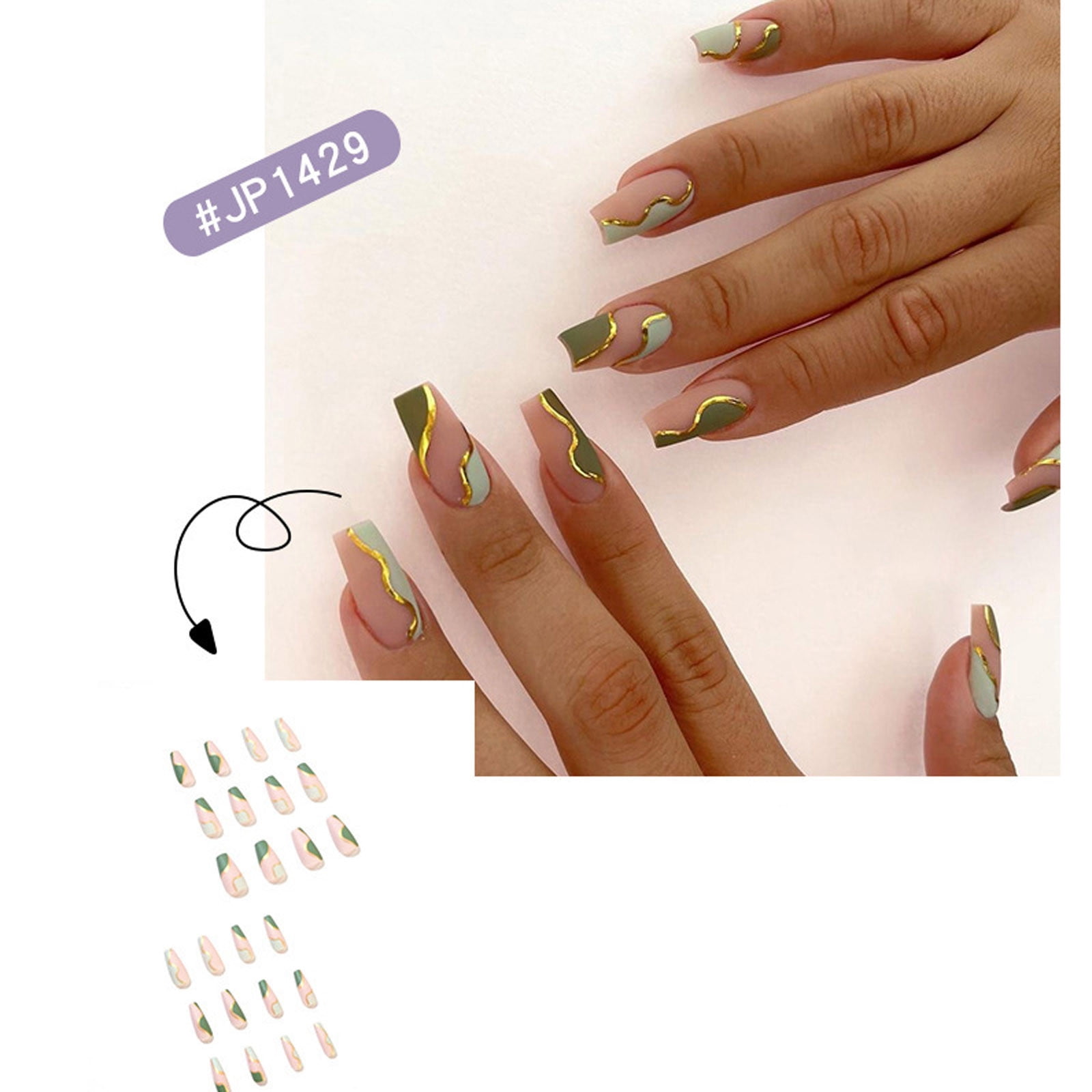 Teissuly 24 Of Fake Nails Nail Art Patches Wearable Nail Art Products ...