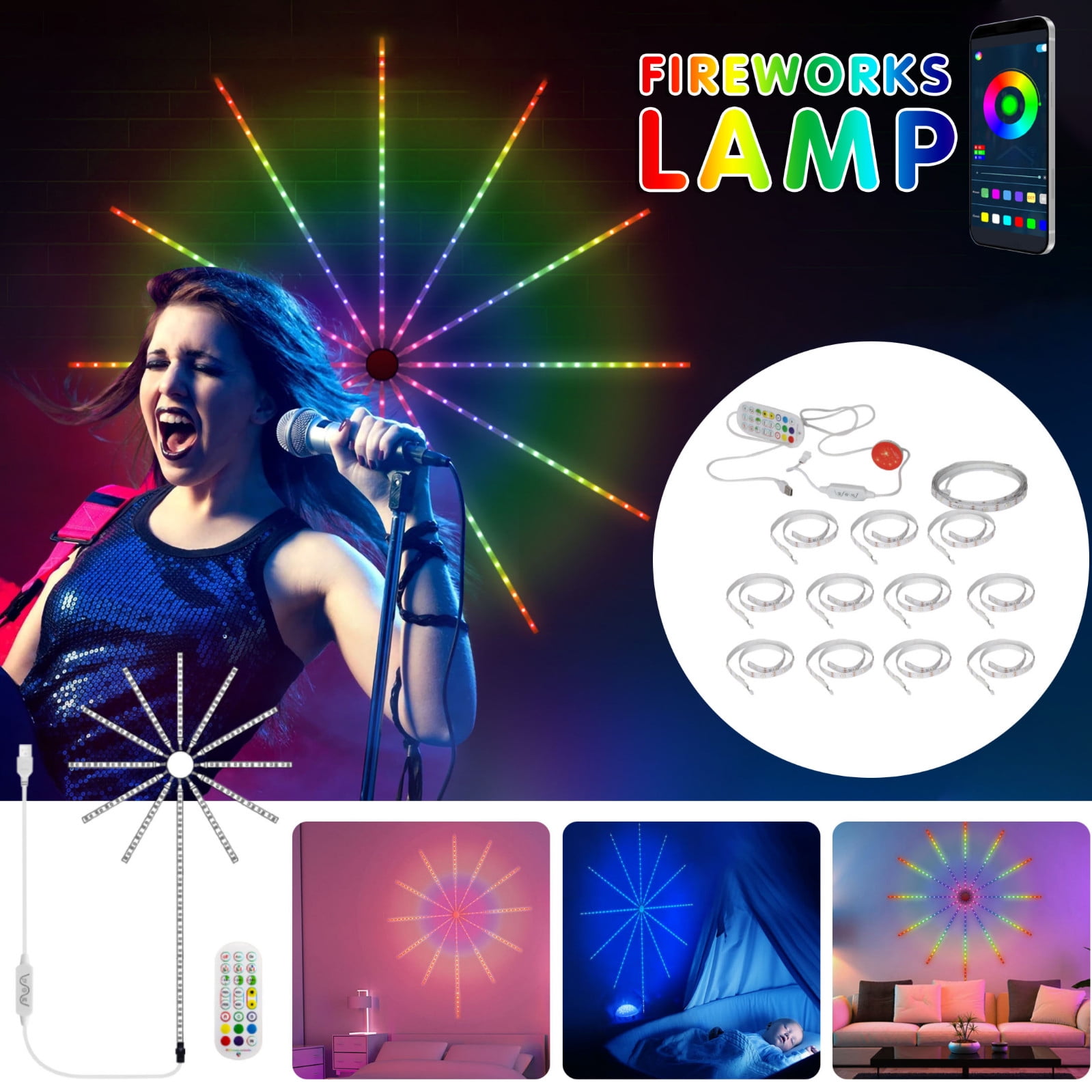 Teissuly 24-key Bluetooth Colorful Interactive Effect Light Music ...