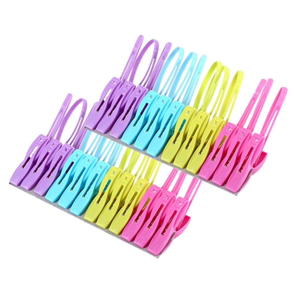 Teissuly 24Pcs Clothes Peg Clip Pins,Multicolor Rope Clip Hanging ...