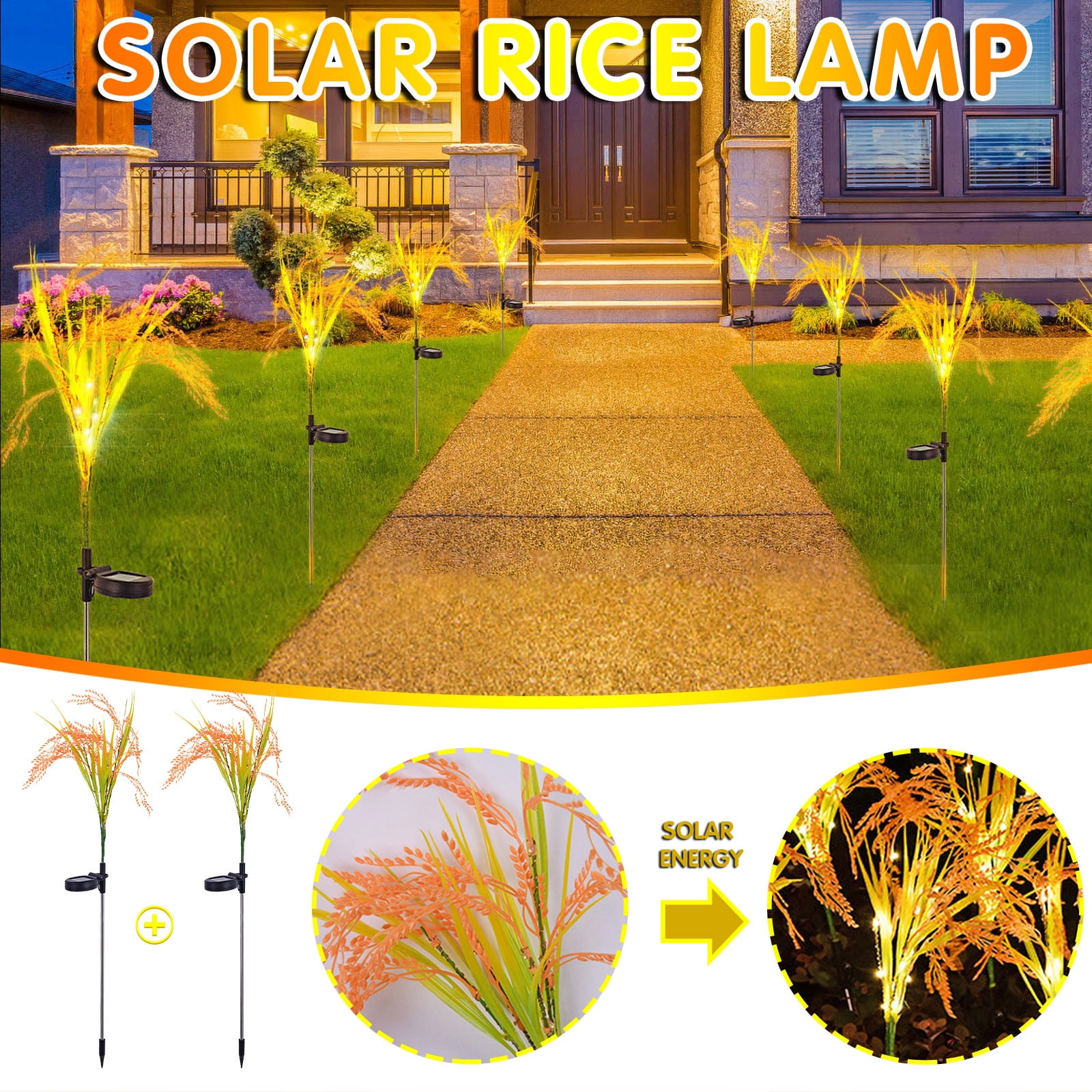 Teissuly 2pc LED Rice Lamp Outdoor Garden Decorative Lamp - Walmart.com