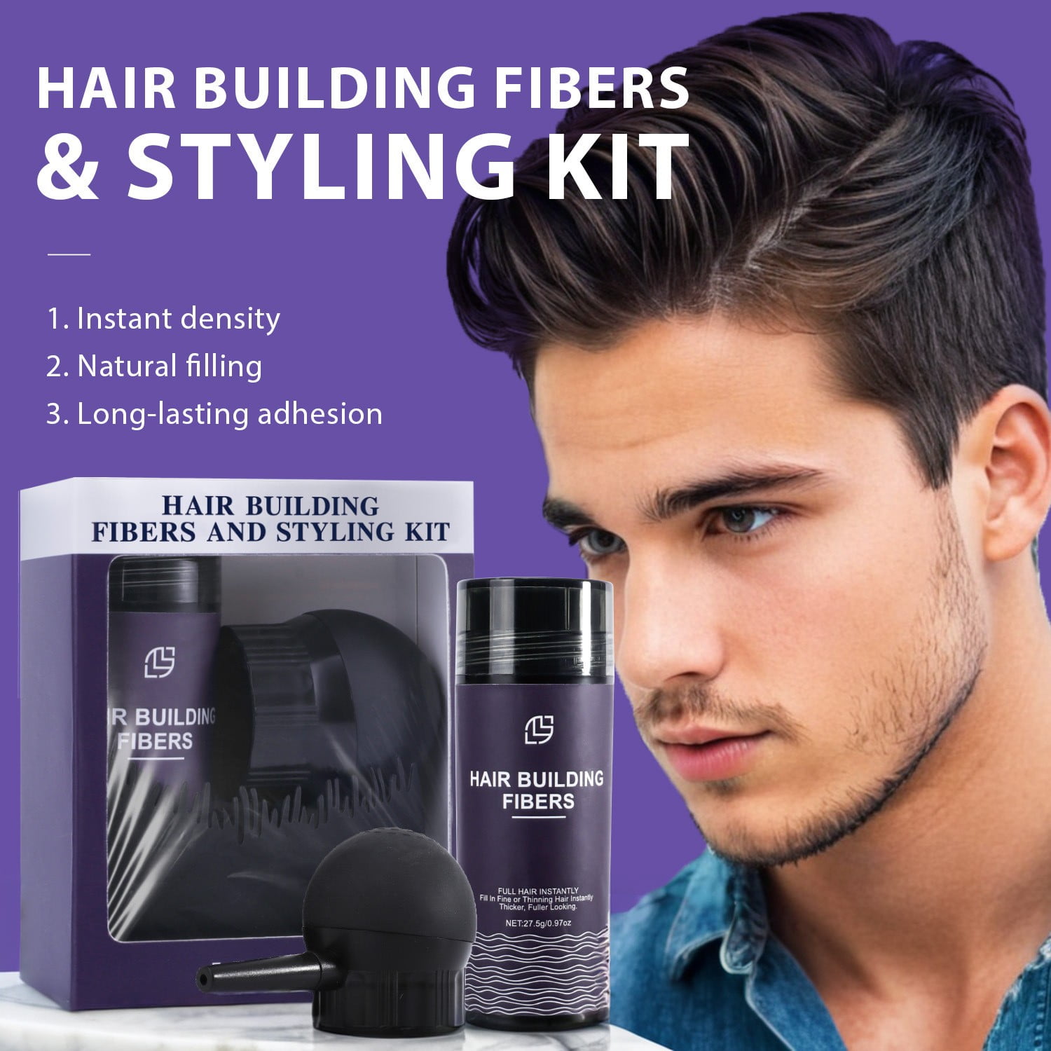 Teissuly 3 In 1 Hair Fiber And Styling Kit 3 In 1 Hair Fiber And ...