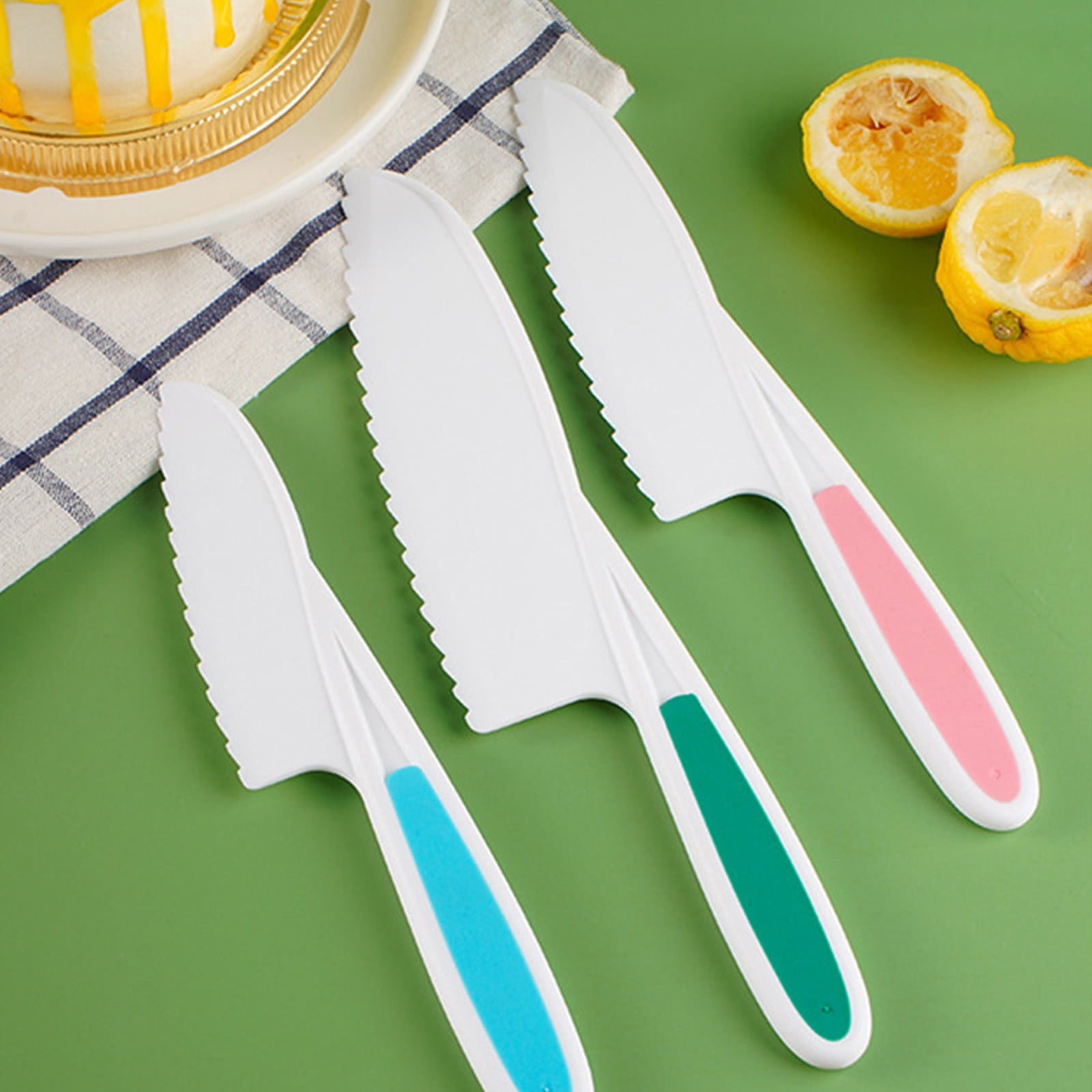 Teissuly 3 Piece Kids Kitchen Baking Knife Set Safe To Use Firm Grip ...