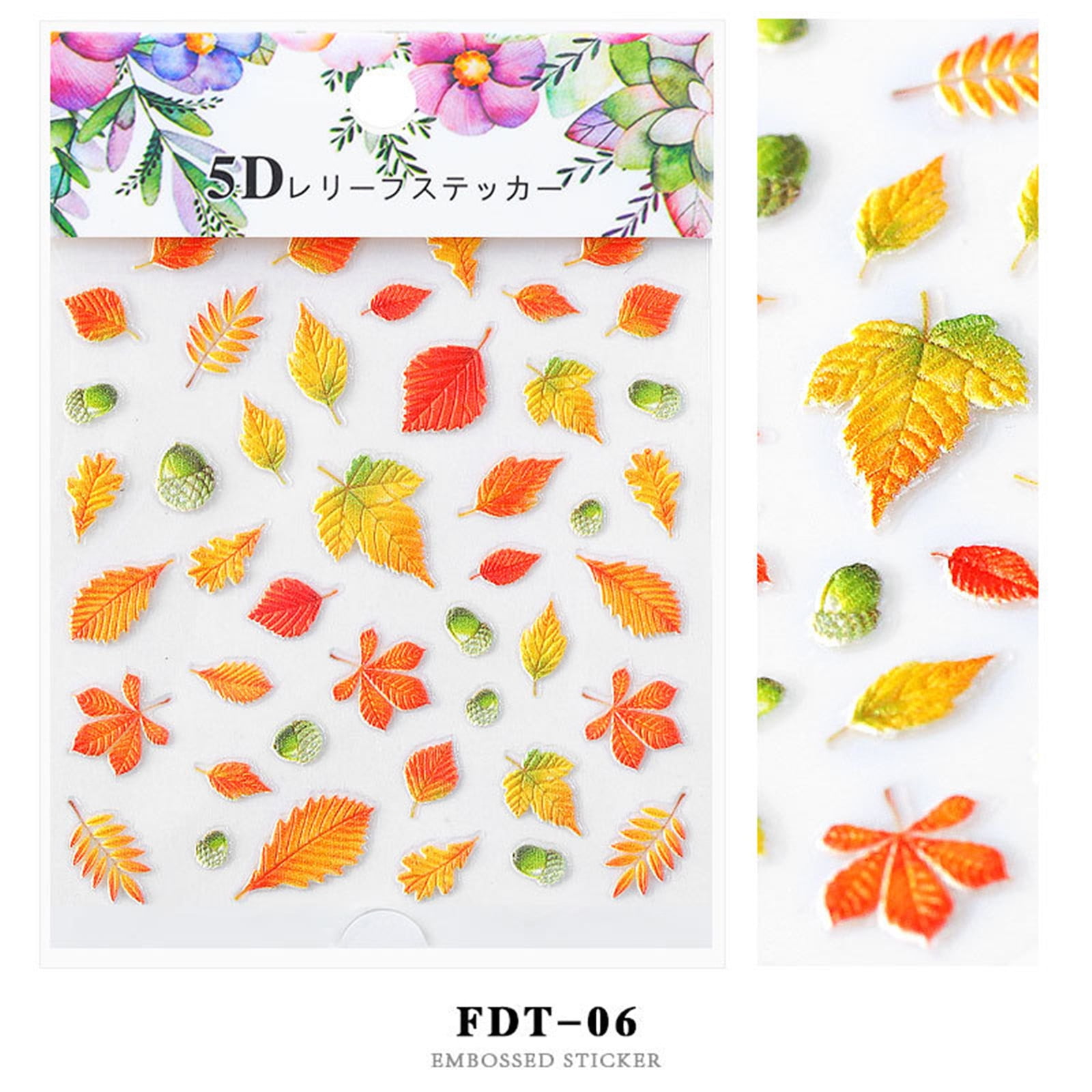Teissuly 5D Nail Sticker Foil Nail Flower Series Art Transfer Sticker ...