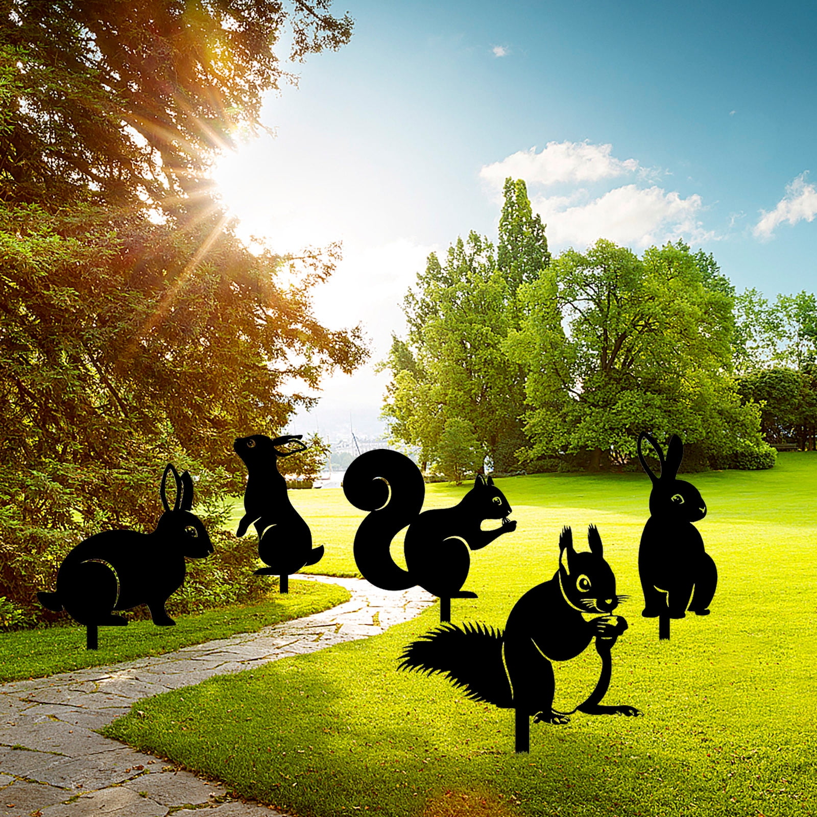 Teissuly 5pc Yard Art Garden Inserts Hollow Inserts Yard Decoration ...