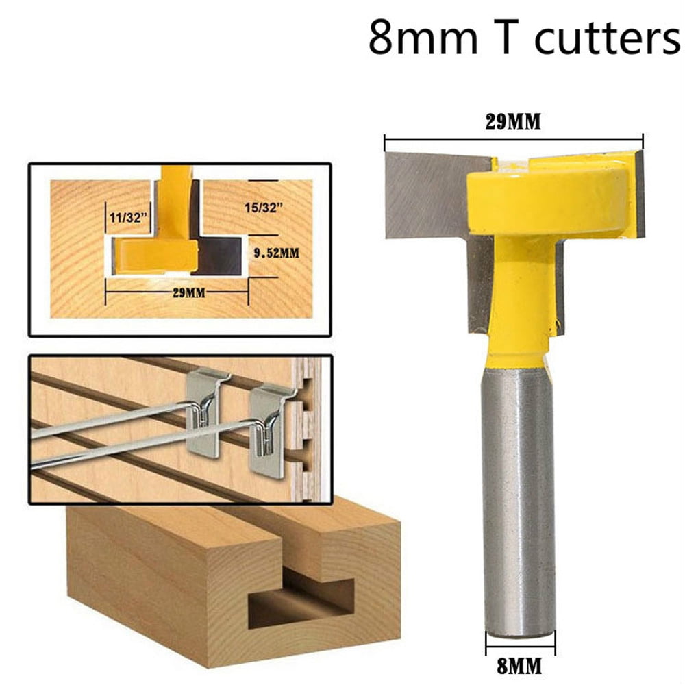 Teissuly 8mm Shank Straight T Slot Router Bit T-Track Slotting Router ...