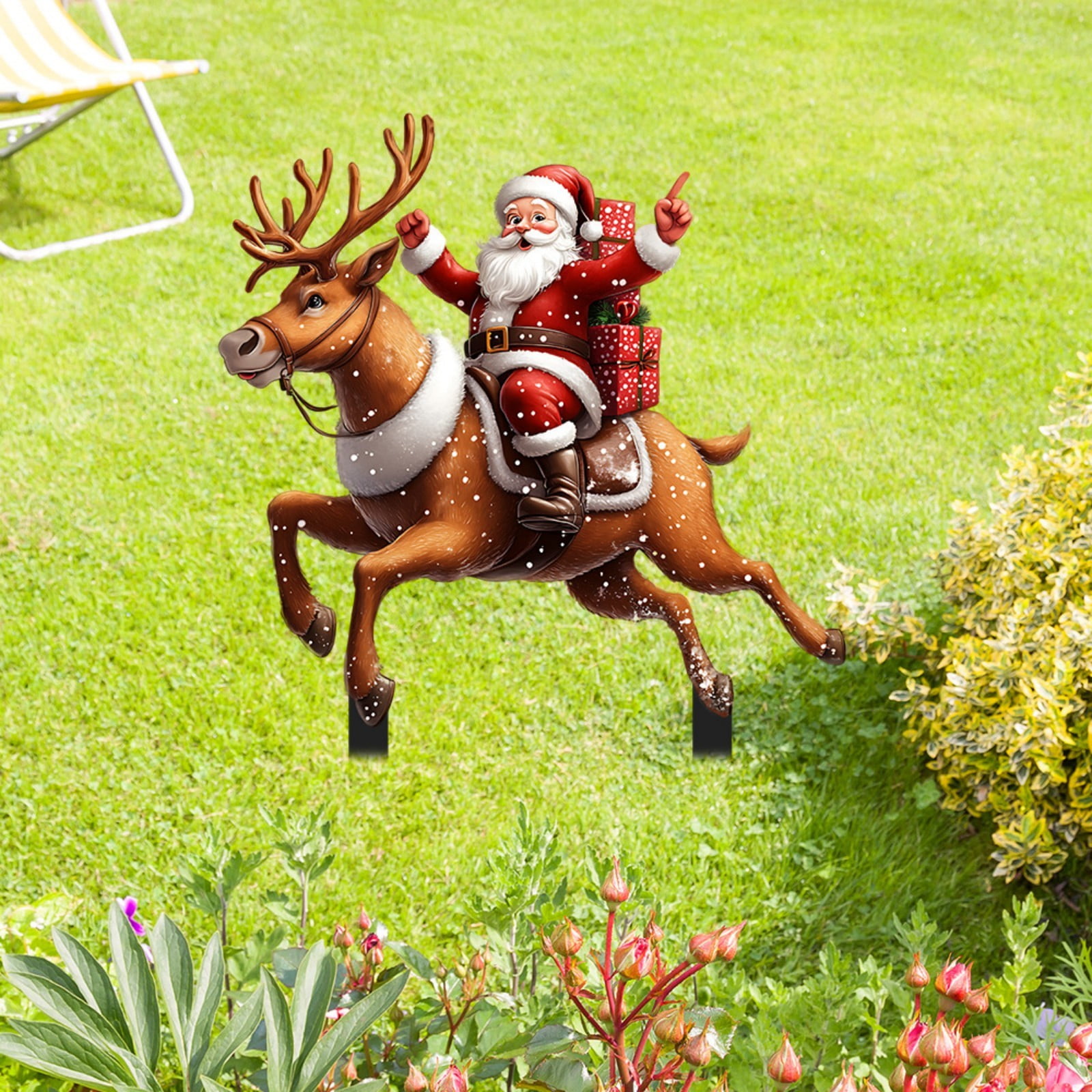 Teissuly Acrylic Reindeer And Santa Claus Garden Piles Indoor And ...