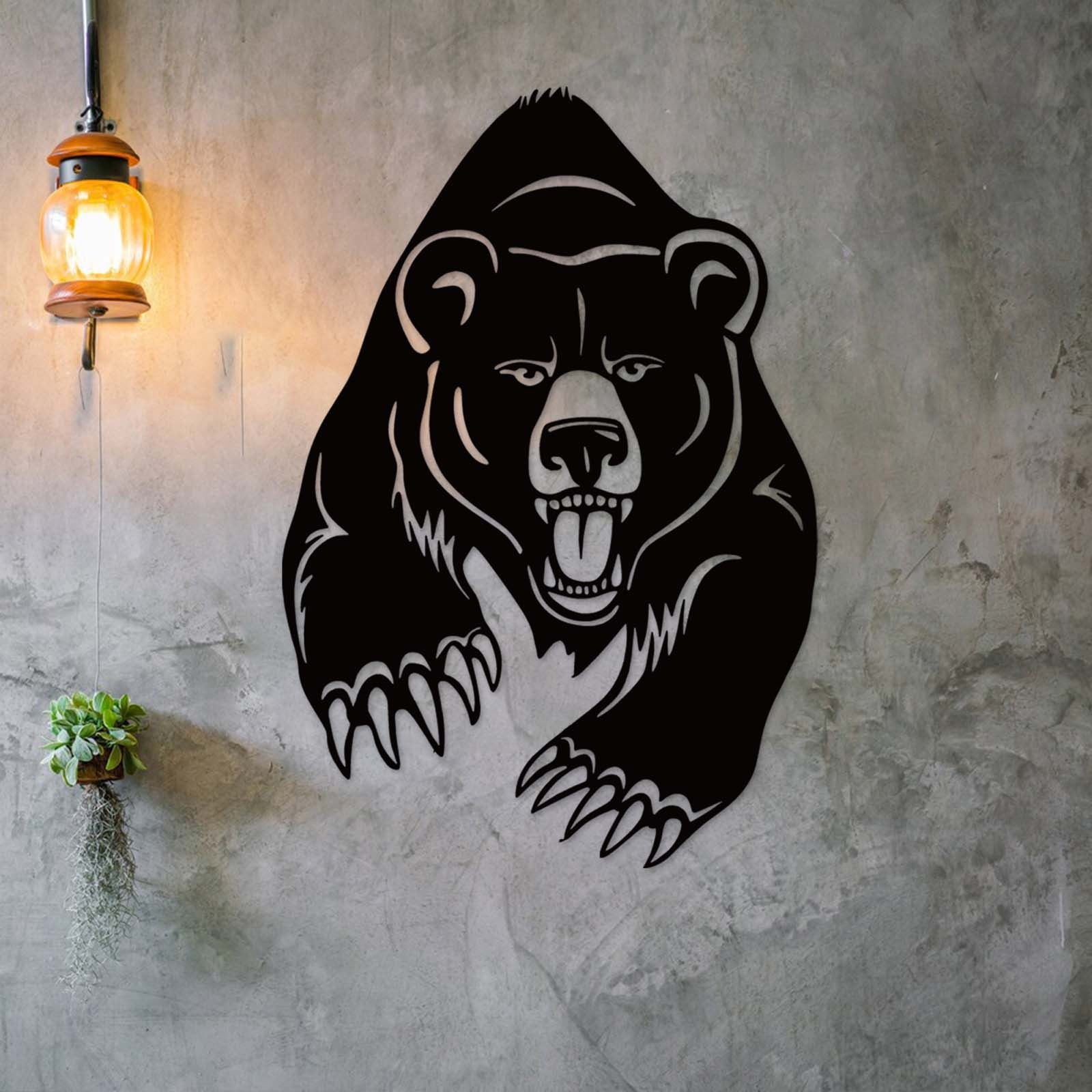 Teissuly American Black Bear Metal Wall Decor Bear Metal Wall Art Wall ...