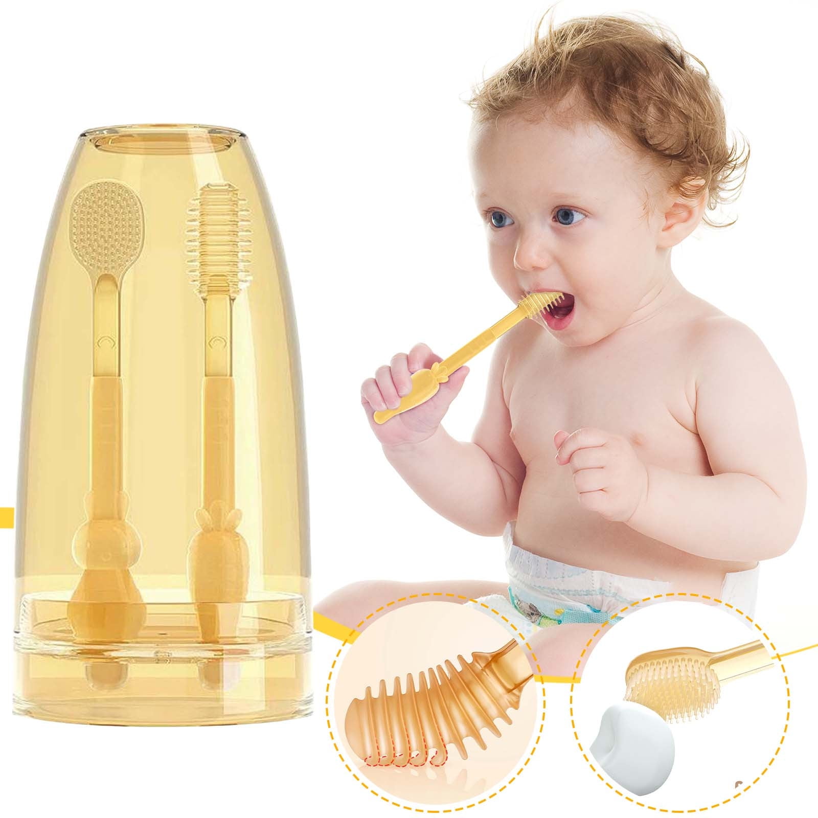 Teissuly Baby Toothbrush Set Silicone Newborn Toothbrush Toddler Milk Toothbrush Baby Tongue Milk Toothbrush