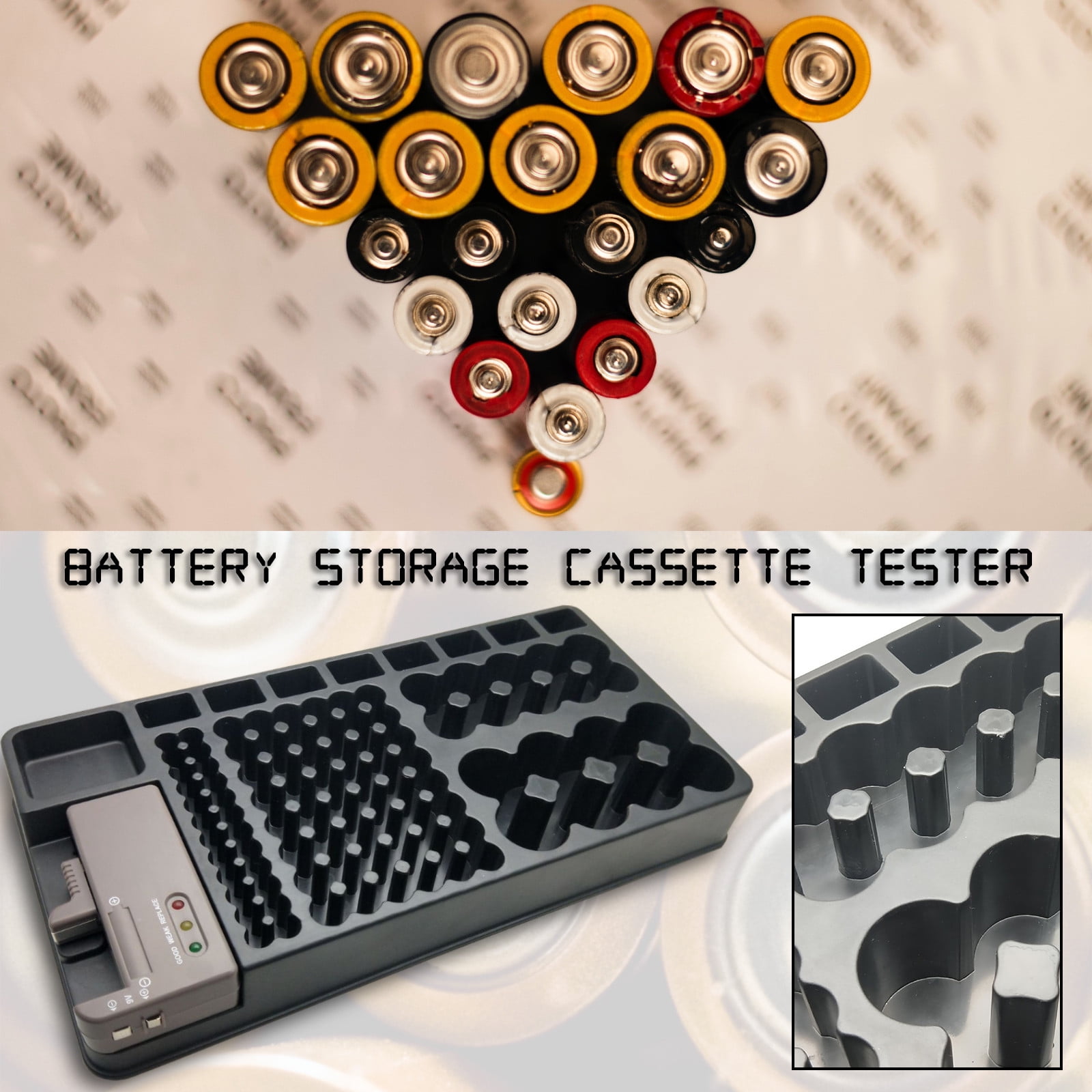 Teissuly Battery Organizer Storage Case with Tester Checker. Batteries ...