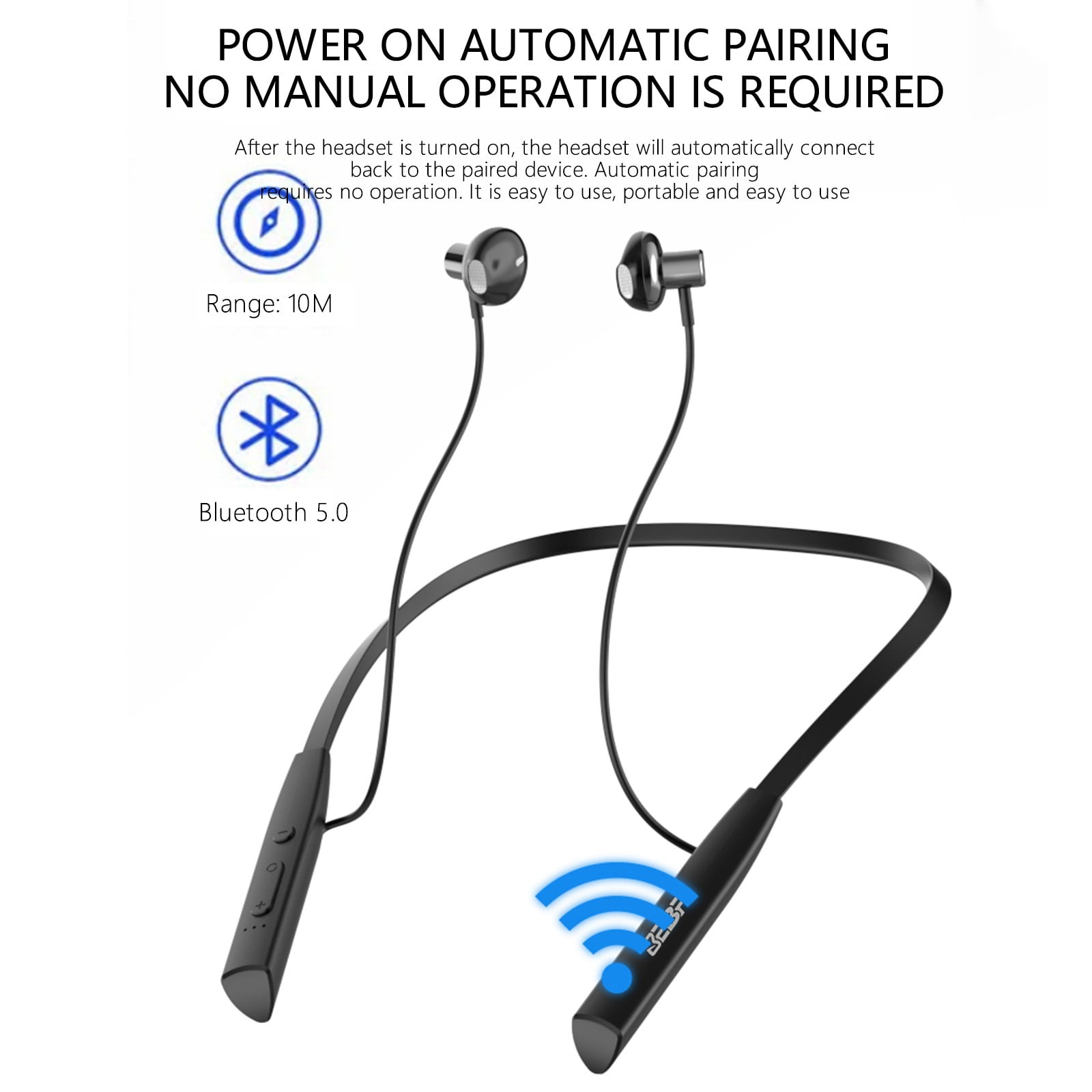 Teissuly Bluetooth Earbud Magnetic Neck Hanging Earphones Call Noise ...