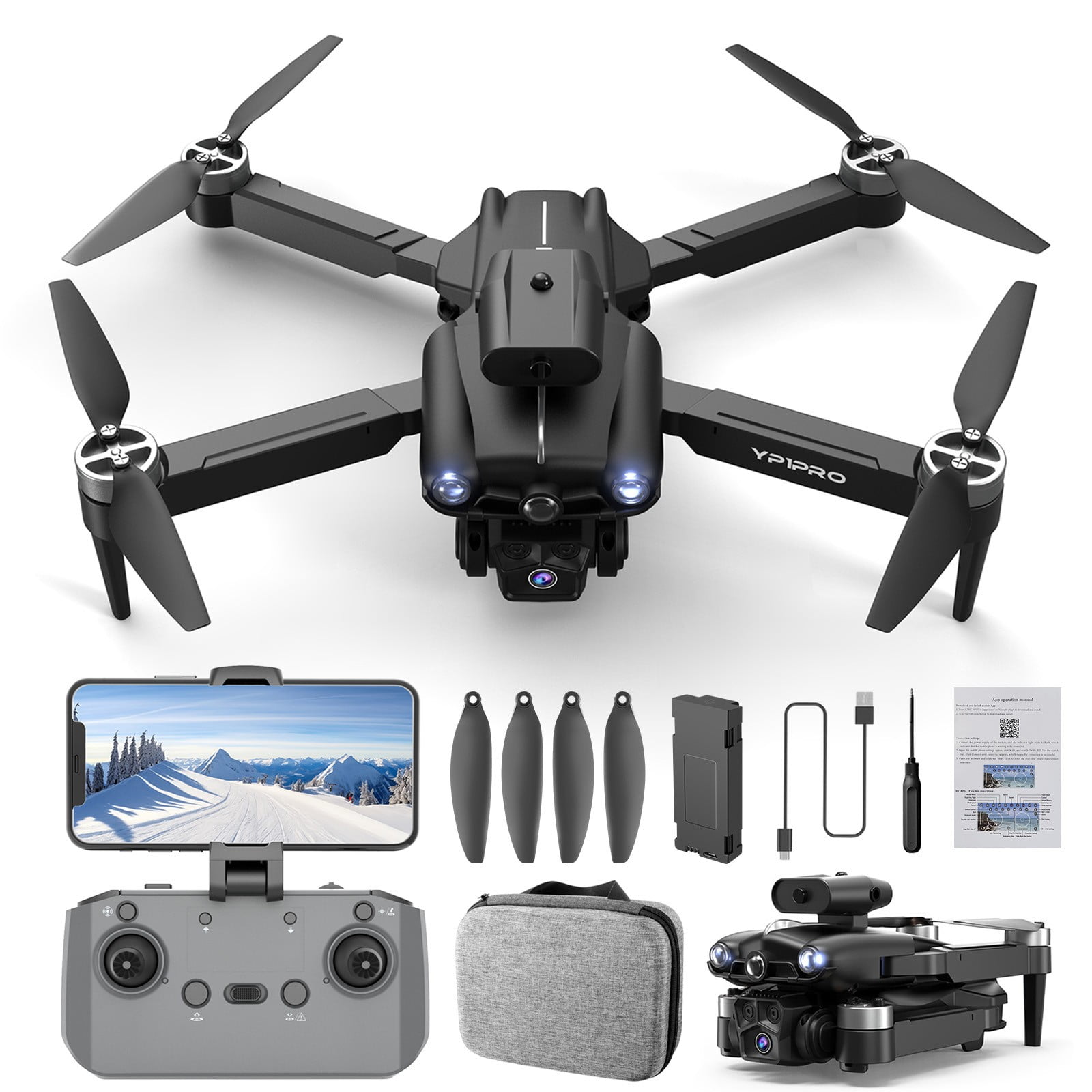 Teissuly Brushless Motor Drones With 5 Cameras Wind Resistance Headless ...