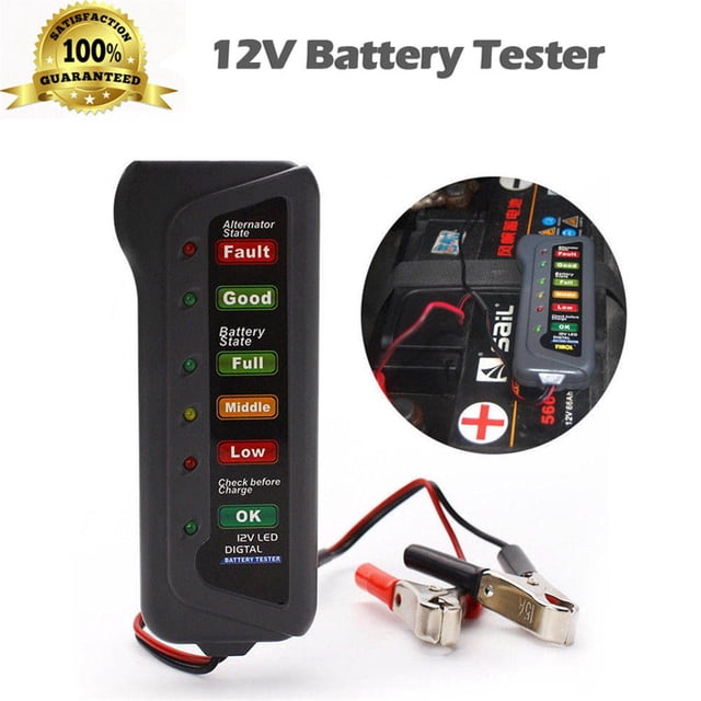 Teissuly Car 12V Digital Battery Alternator Tester 6 LED Lights Display ...