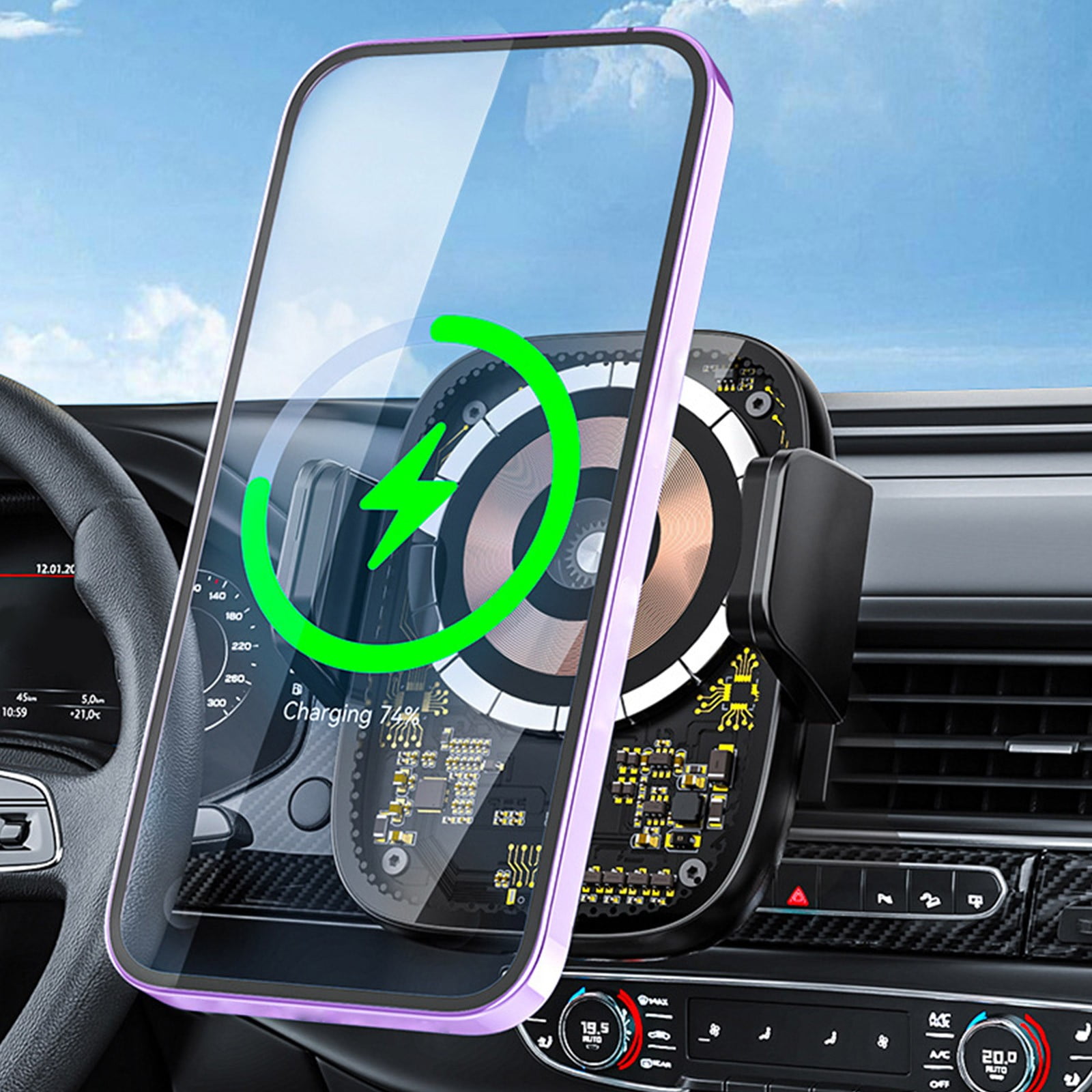 Teissuly Car Mounted Magnetic Wireless Charger 15W Wireless Fast ...