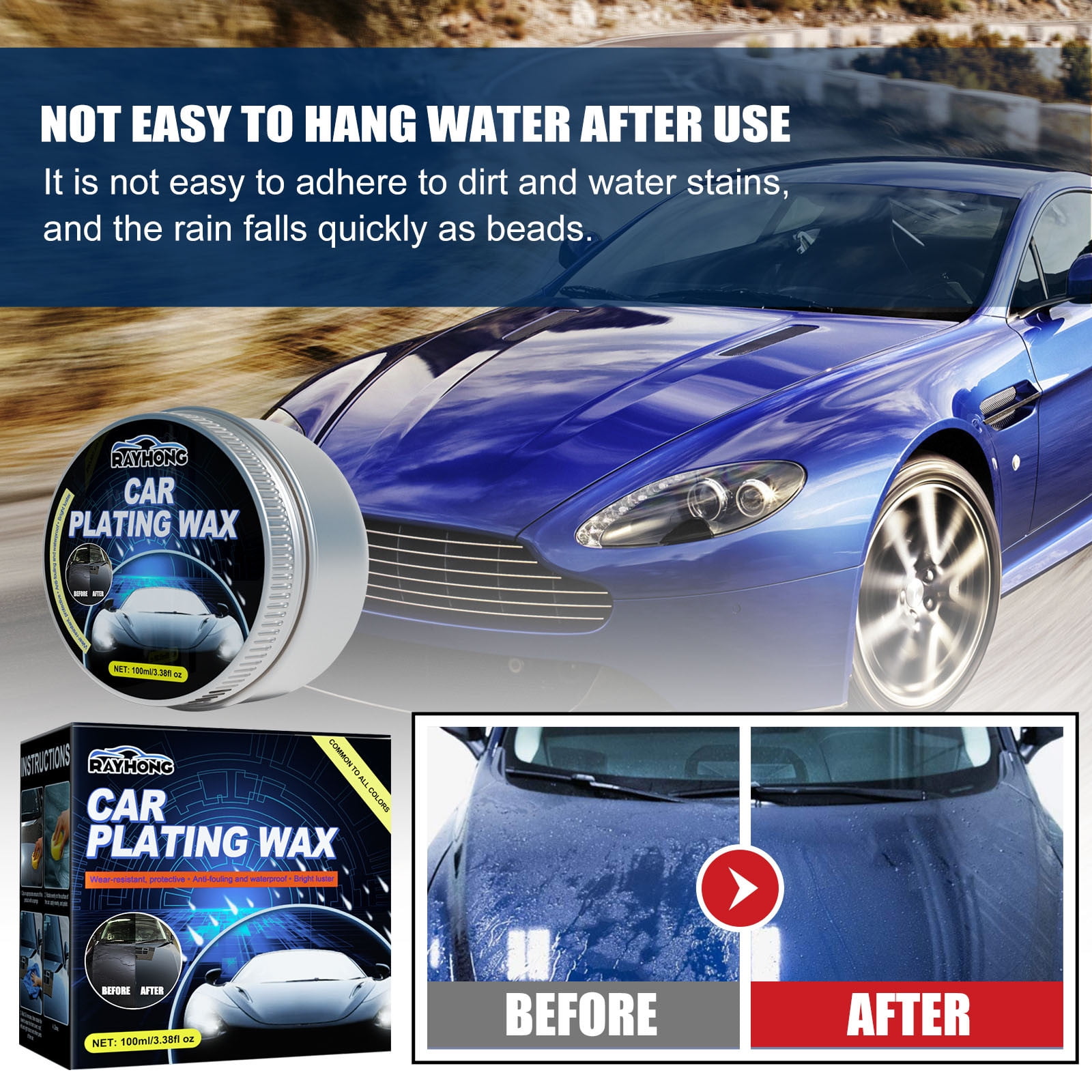 Teissuly Car Wax Crystal Plating Set, Car Coating Wax Hard Glossy ...