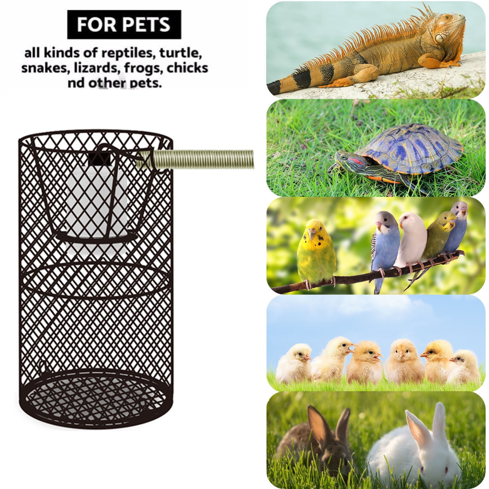 Teissuly Ceramic Heat Lamp Bulb with Lampshade, 100W Infrared Reptile ...