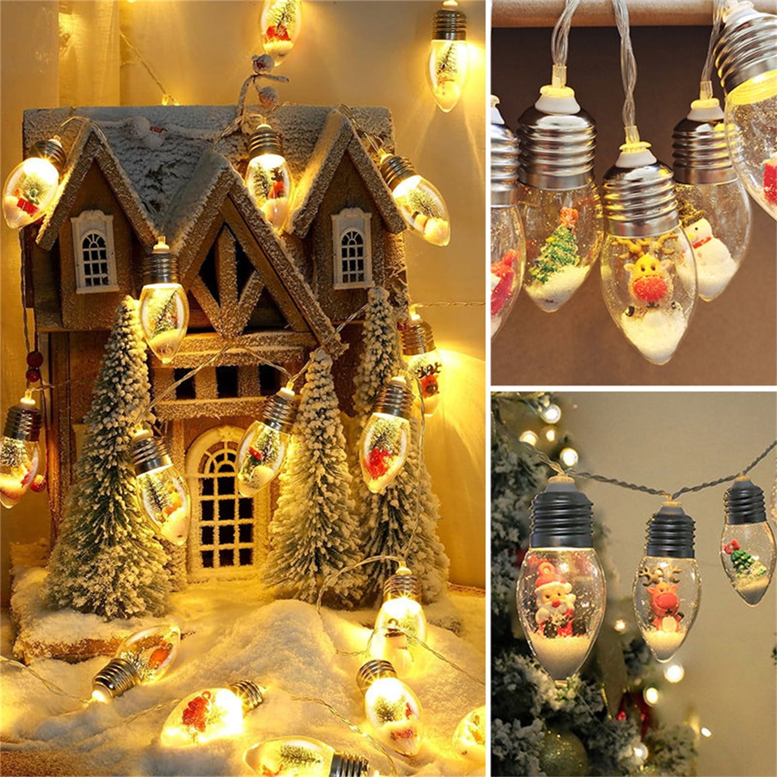 Teissuly Christmas Bubble Lights Snow Globe String Lights, USB Snow ...