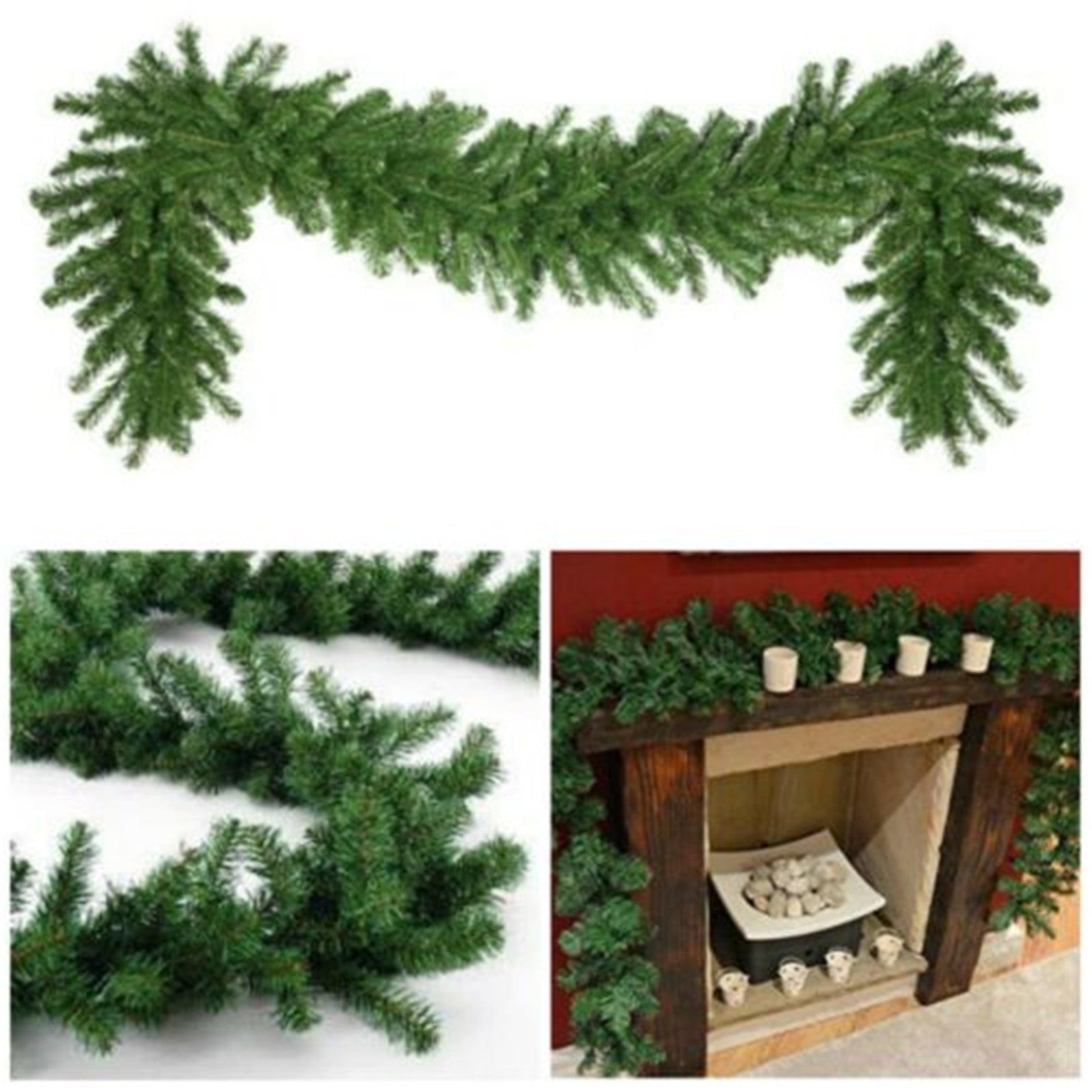 Teissuly Christmas Rattan Garland, 2.7M Artificial Lifelike Christmas ...