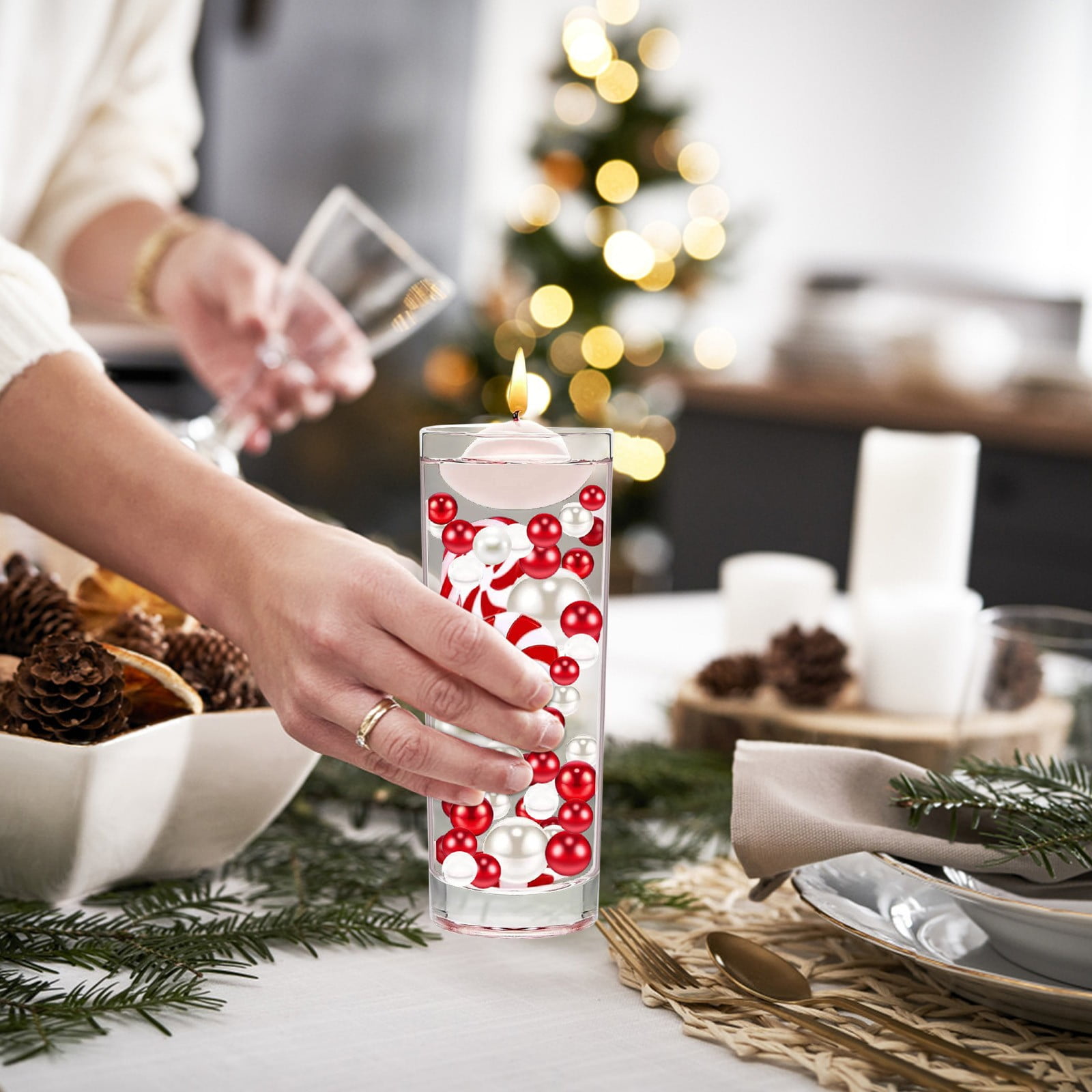 Teissuly Christmas Vase Filler Decor,Floating Pearls Water Beads for ...