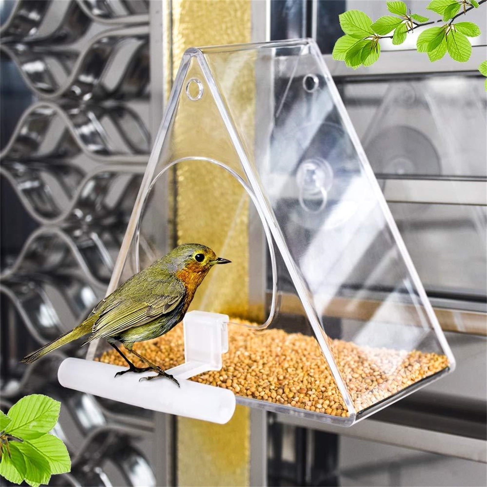 Teissuly Clear Bird Feeders - Exquisite Triangle Bird Feeder, Courtyard ...