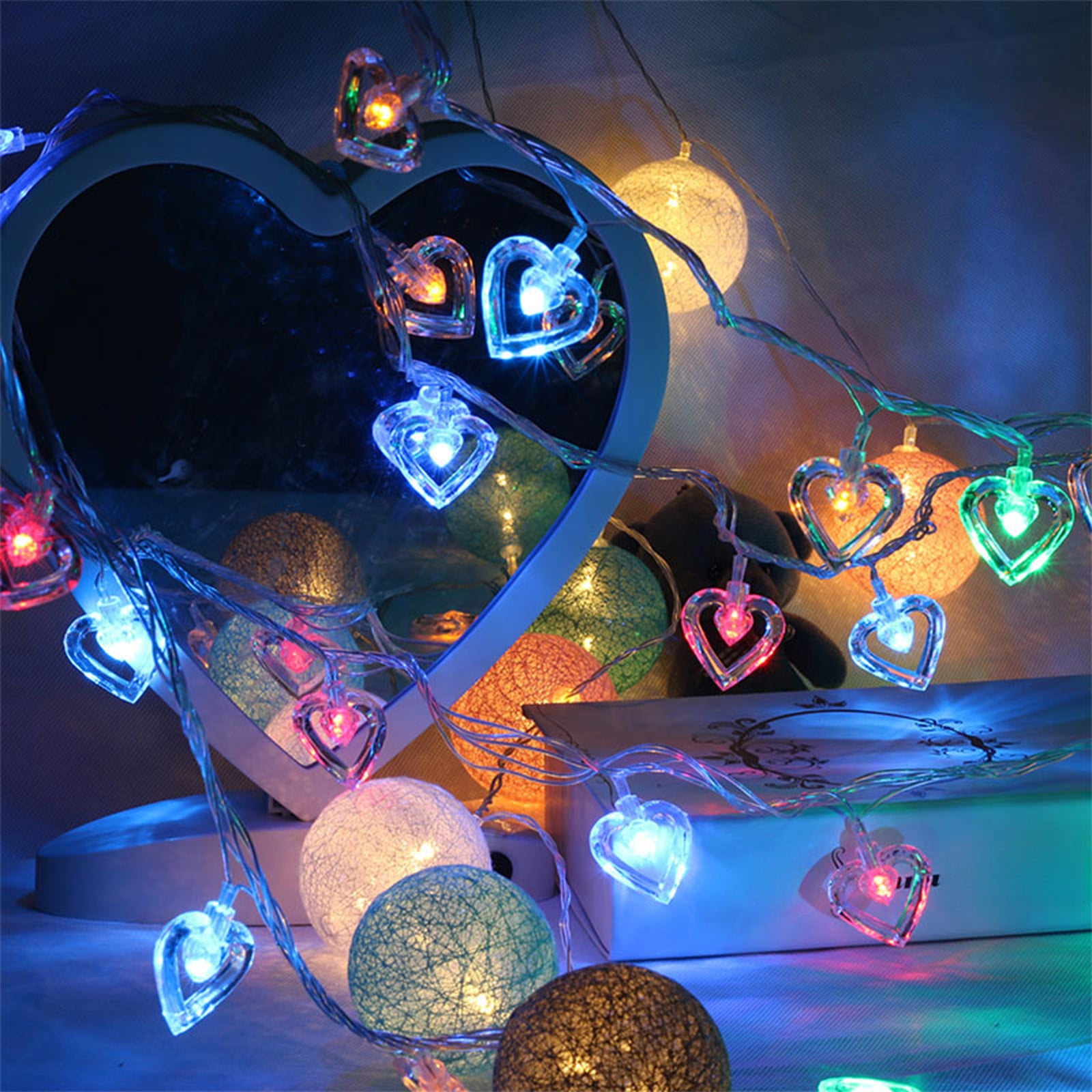 Teissuly Clearance Heart Shaped Lights 5ft LED Love Flashing Lights ...