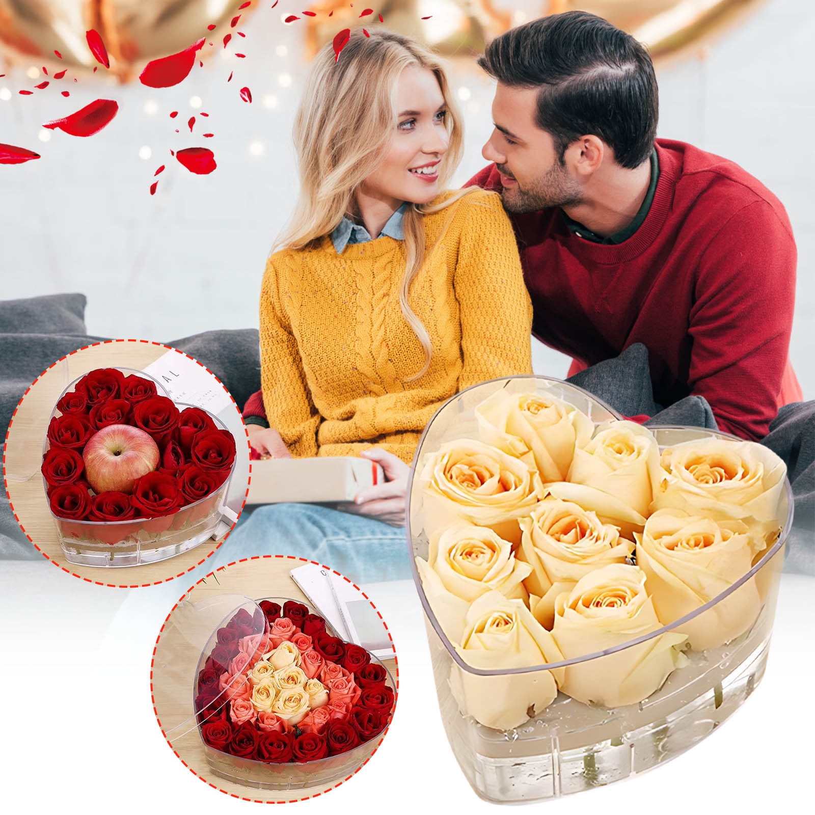 Teissuly Clearance Low Floral Vases Rectangle Acrylic Vase Acrylic ...