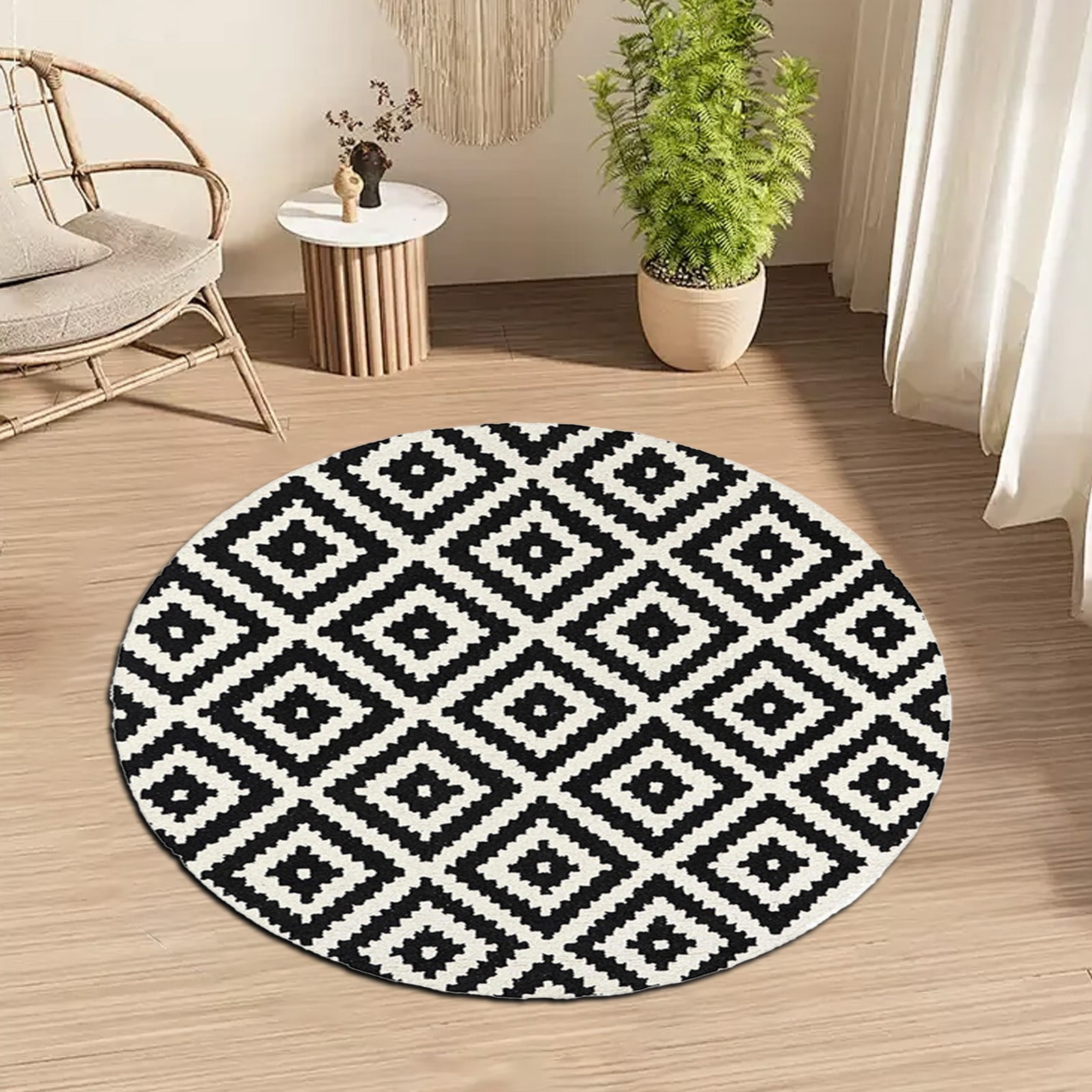Teissuly Clearance Non Slip Machine Washed Circular Carpet Suitable For ...