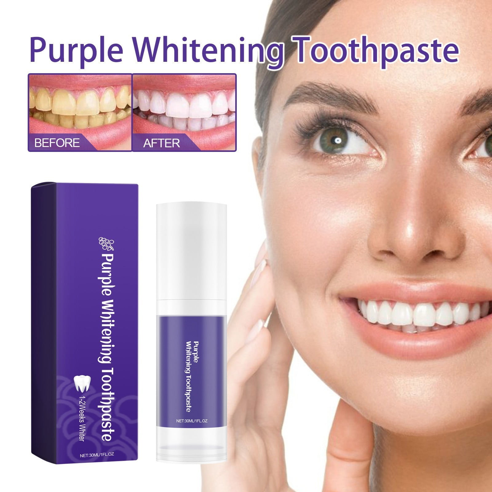 Teissuly Clearance Purple White Toothpaste Long-lasting Fresh Breath ...