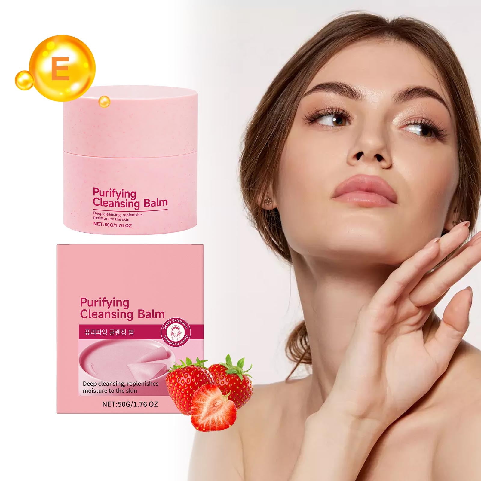 Teissuly Clearance Strawberry Cleansing Cream Gentle Makeup Removal Deep Cleansing Improves Skin ...