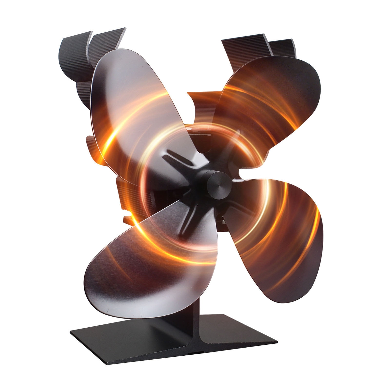 Teissuly Clearance Updated Large 4-Blade Wood Stove Fan Heat Powered ...