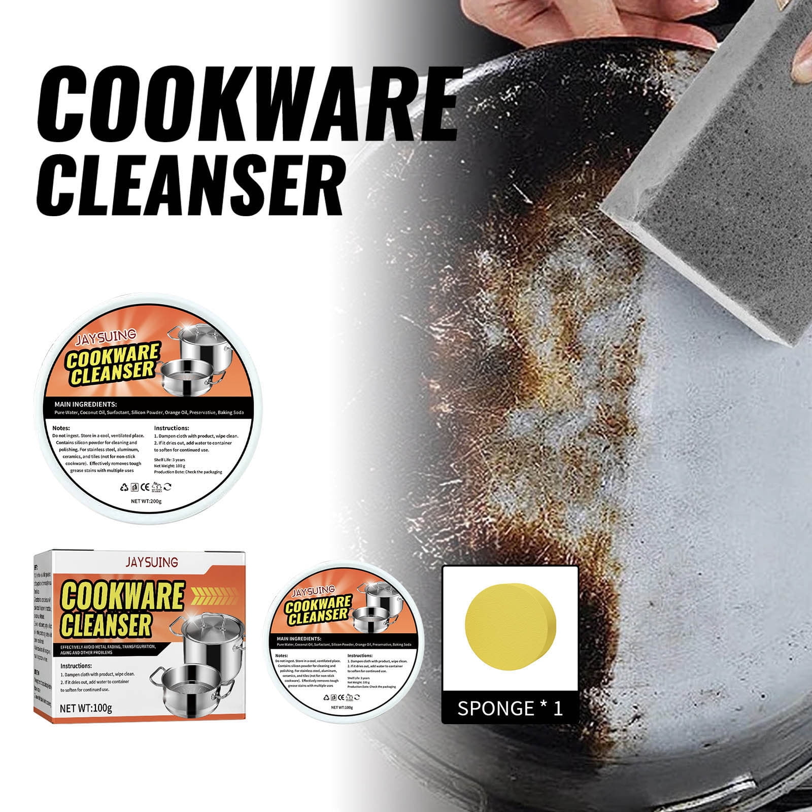 Teissuly Cookware Cleanser Kitchen Pots And Pans Powerful Descaling ...